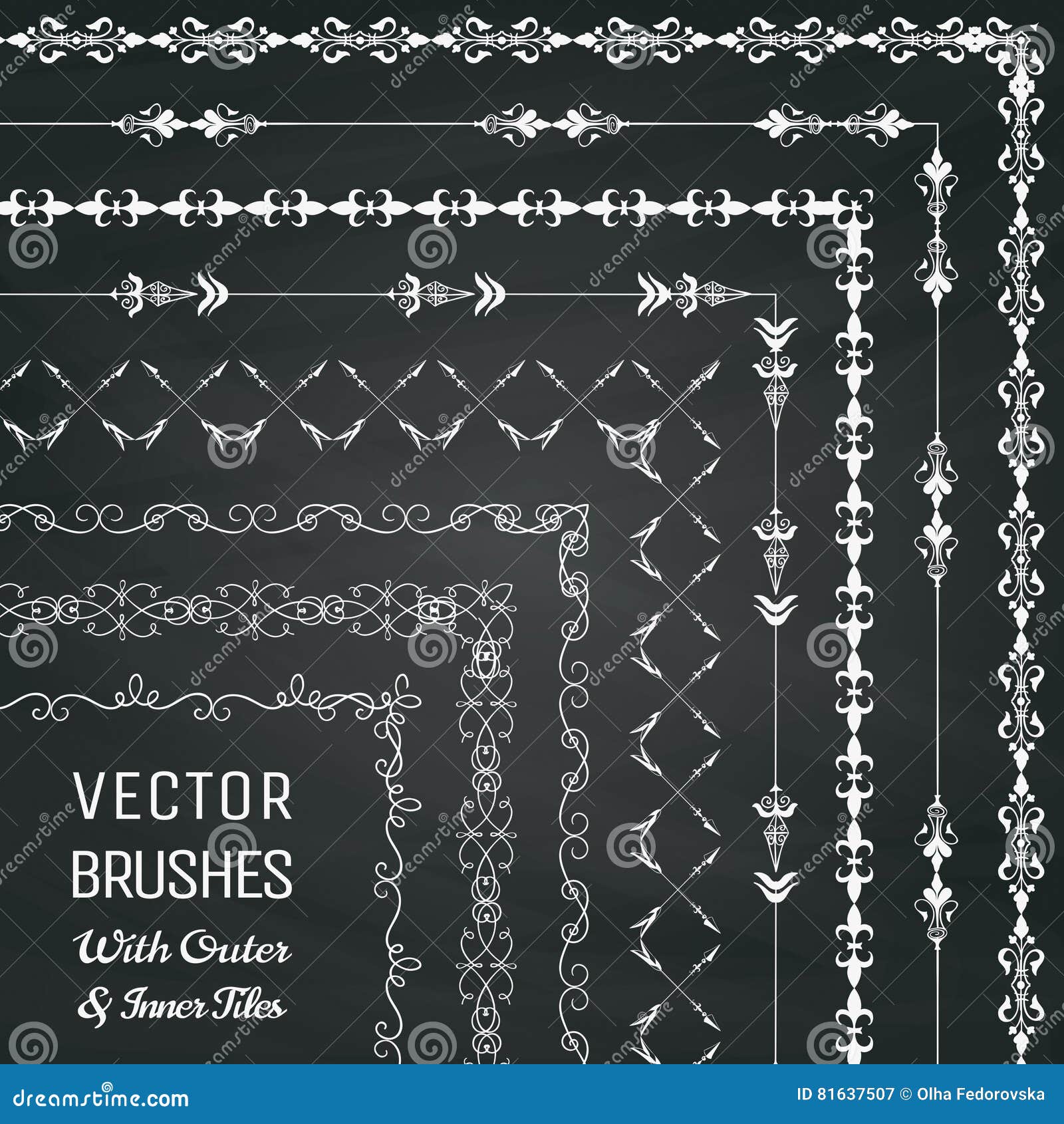 Vector Brushes with Outer and Inner Tiles Collection Stock Vector ...