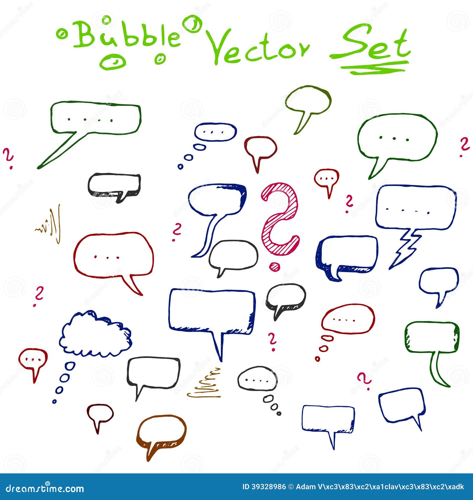 Vector Bubble Doodle Set, Sketch Stock Vector - Illustration of comic ...