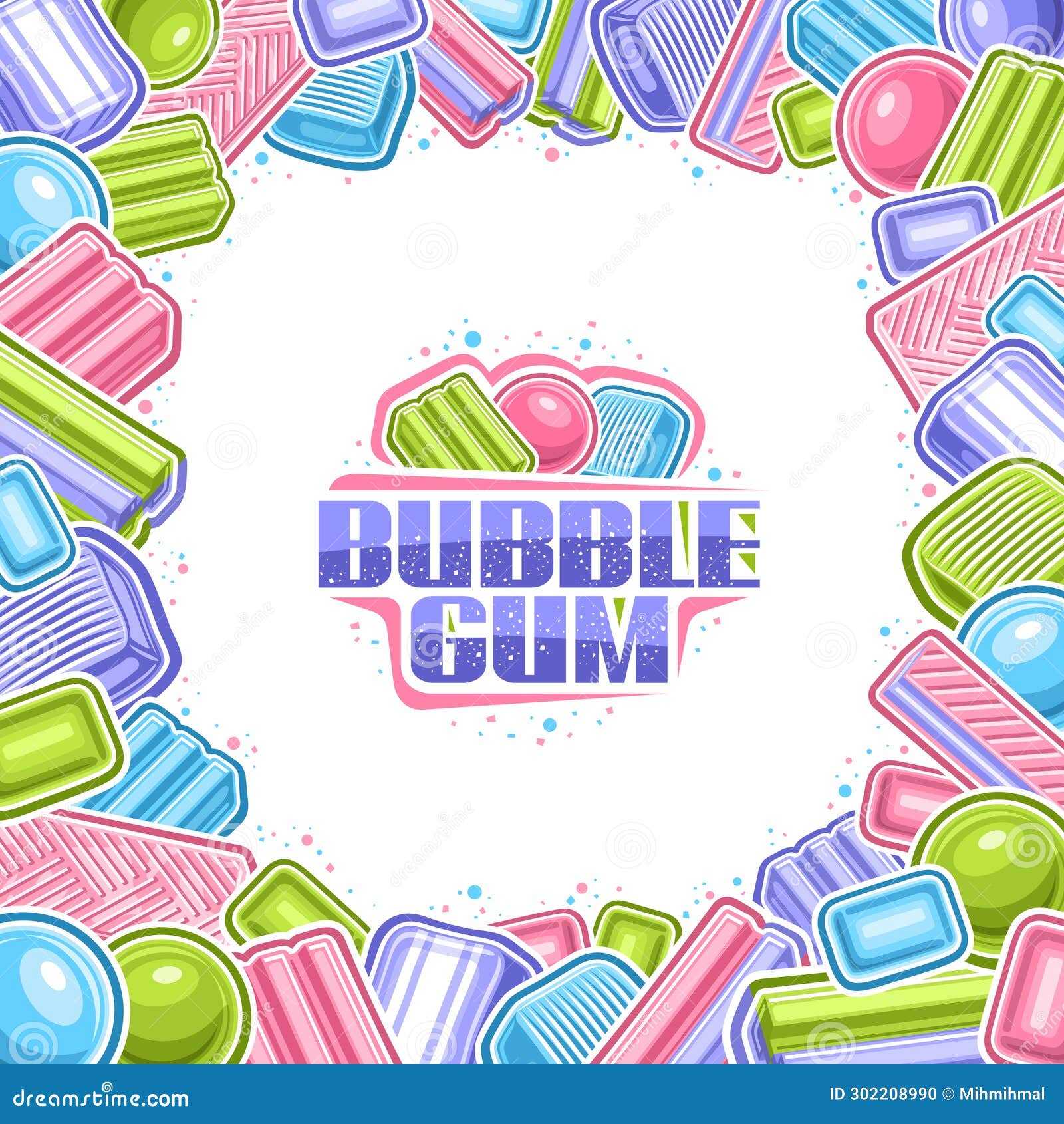 Vector Bubble Gum Frame stock vector. Illustration of ball - 302208990