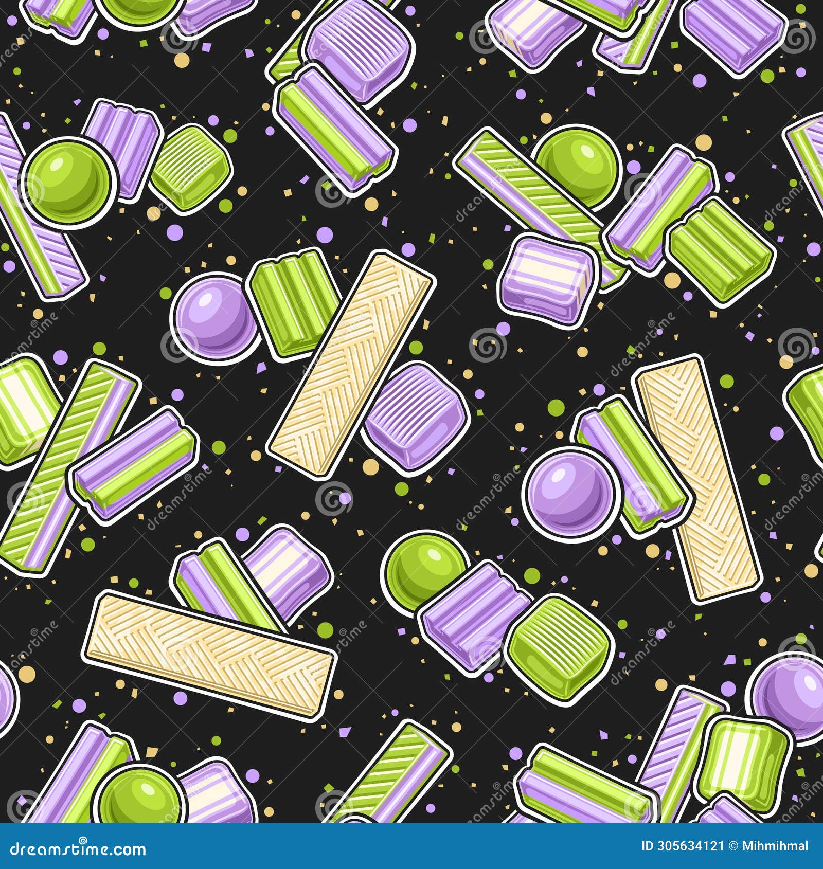 Vector Bubble Gum Seamless Pattern Stock Illustration Illustration Of