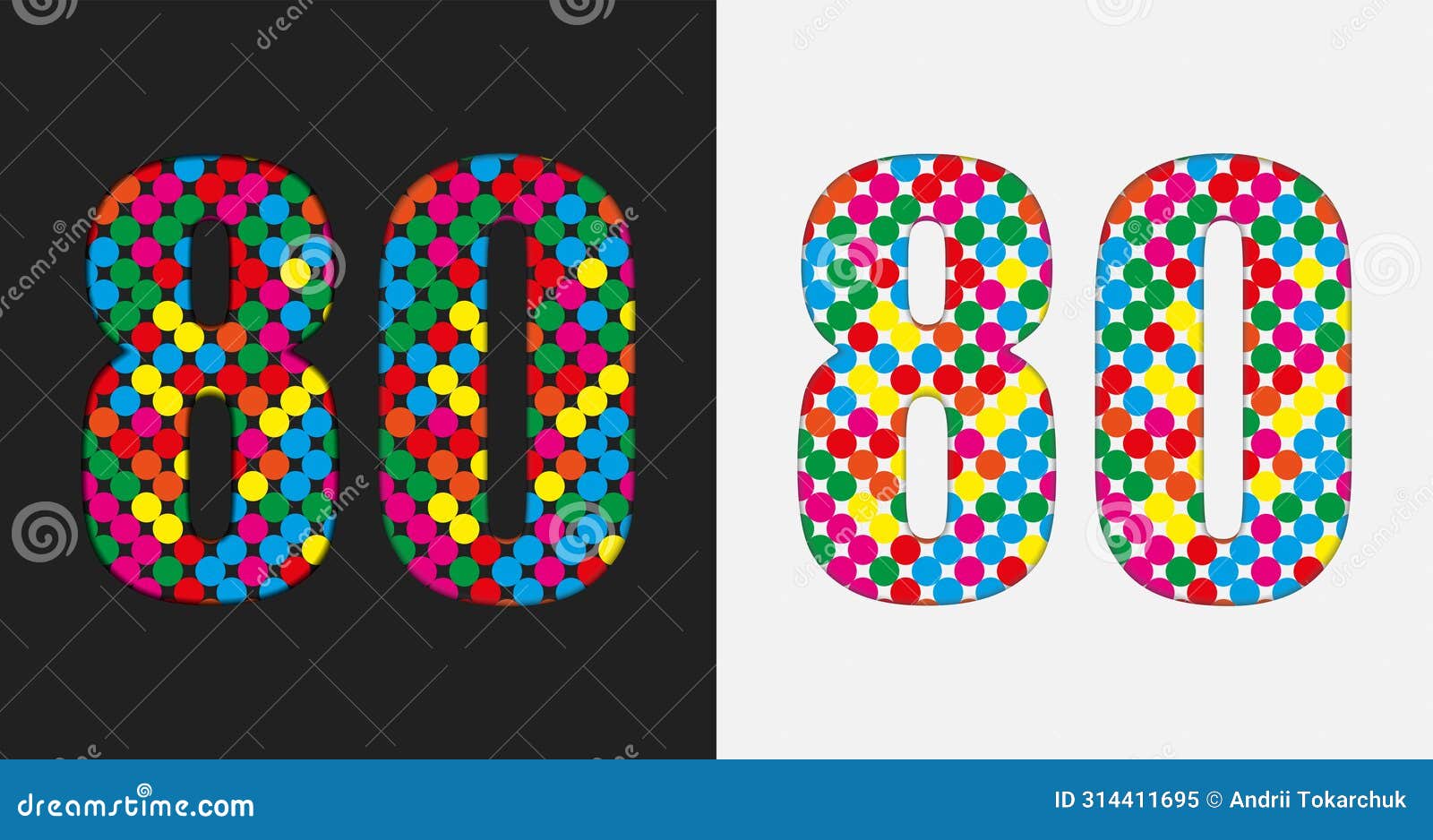 Bubble Number - 80. Glitter Figure of Colored Dots Stock Vector ...