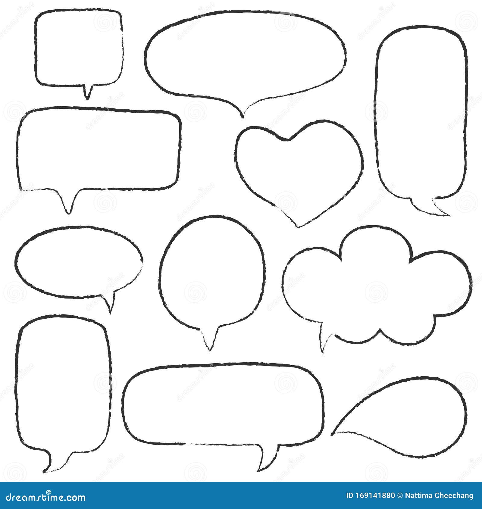 Vector Bubbles Speech Doodle Set Hand Drawn Stock Illustration