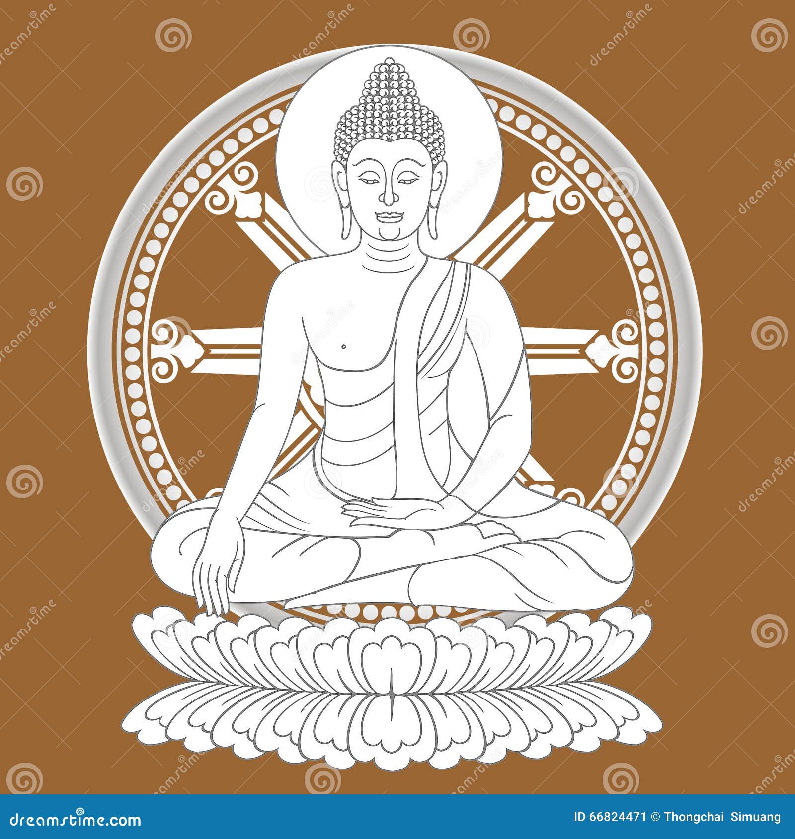 Vector Budda Vintage Engraving with Retro Ornament Vector Illustration ...