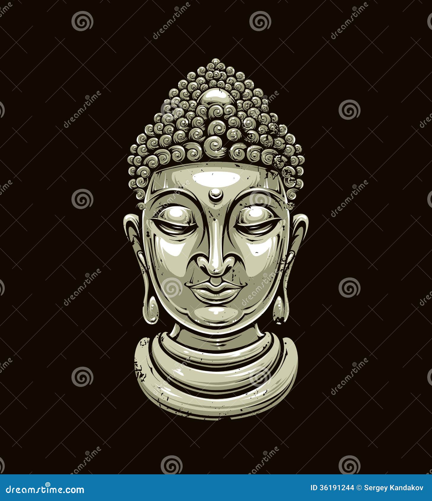 Vector buddha head stock vector. Illustration of design - 36191244