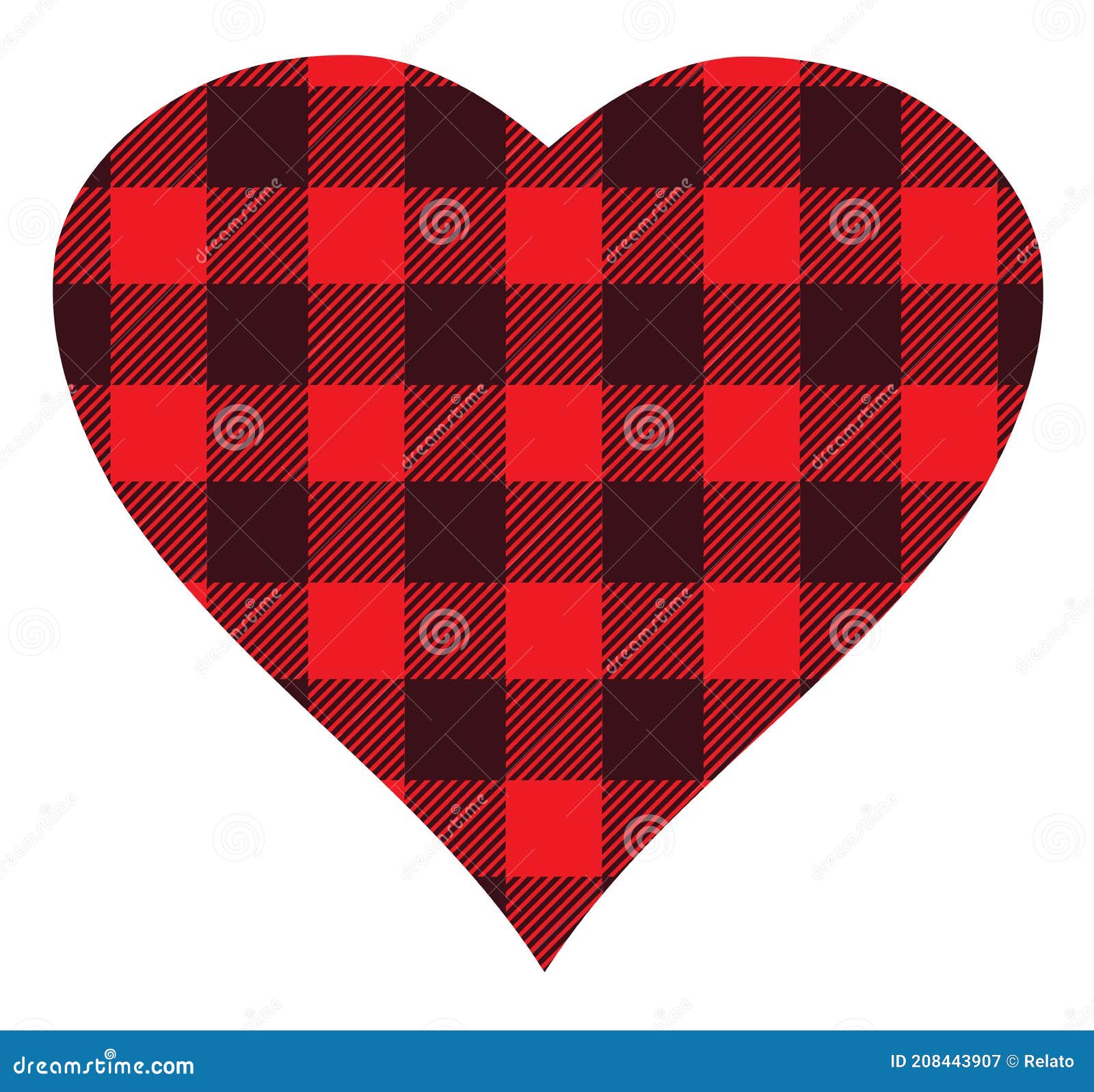 Vector Buffalo Plaid Heart Isolated on White Background. Stock Vector ...