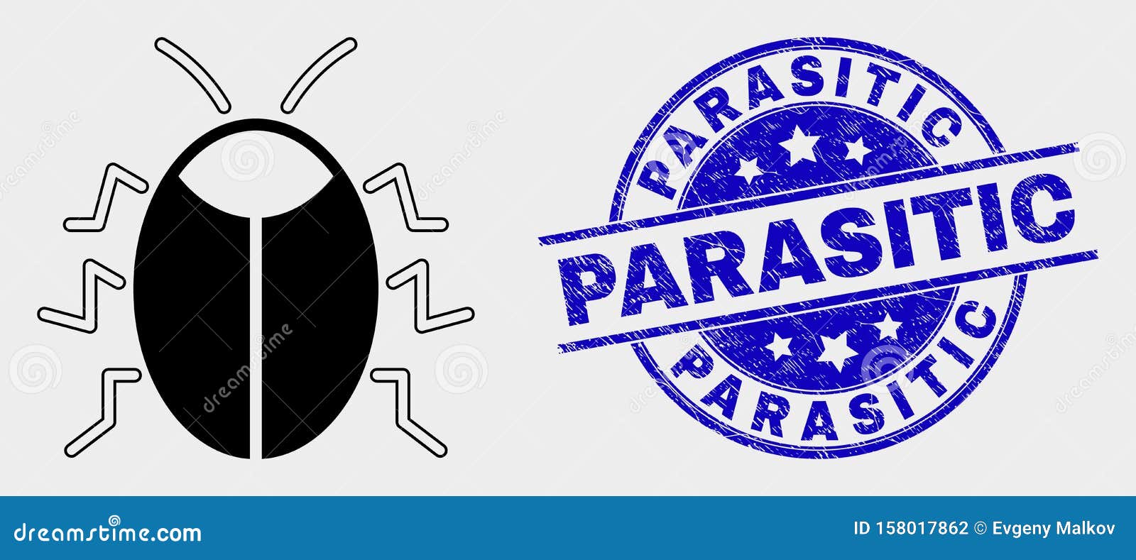 Vector Bug Icon and Scratched Parasitic Seal Stock Vector ...
