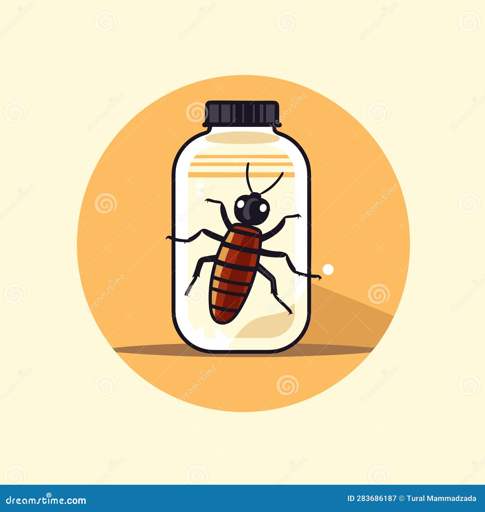 Vector of a Bug in a Jar on a Yellow Background Stock Vector ...