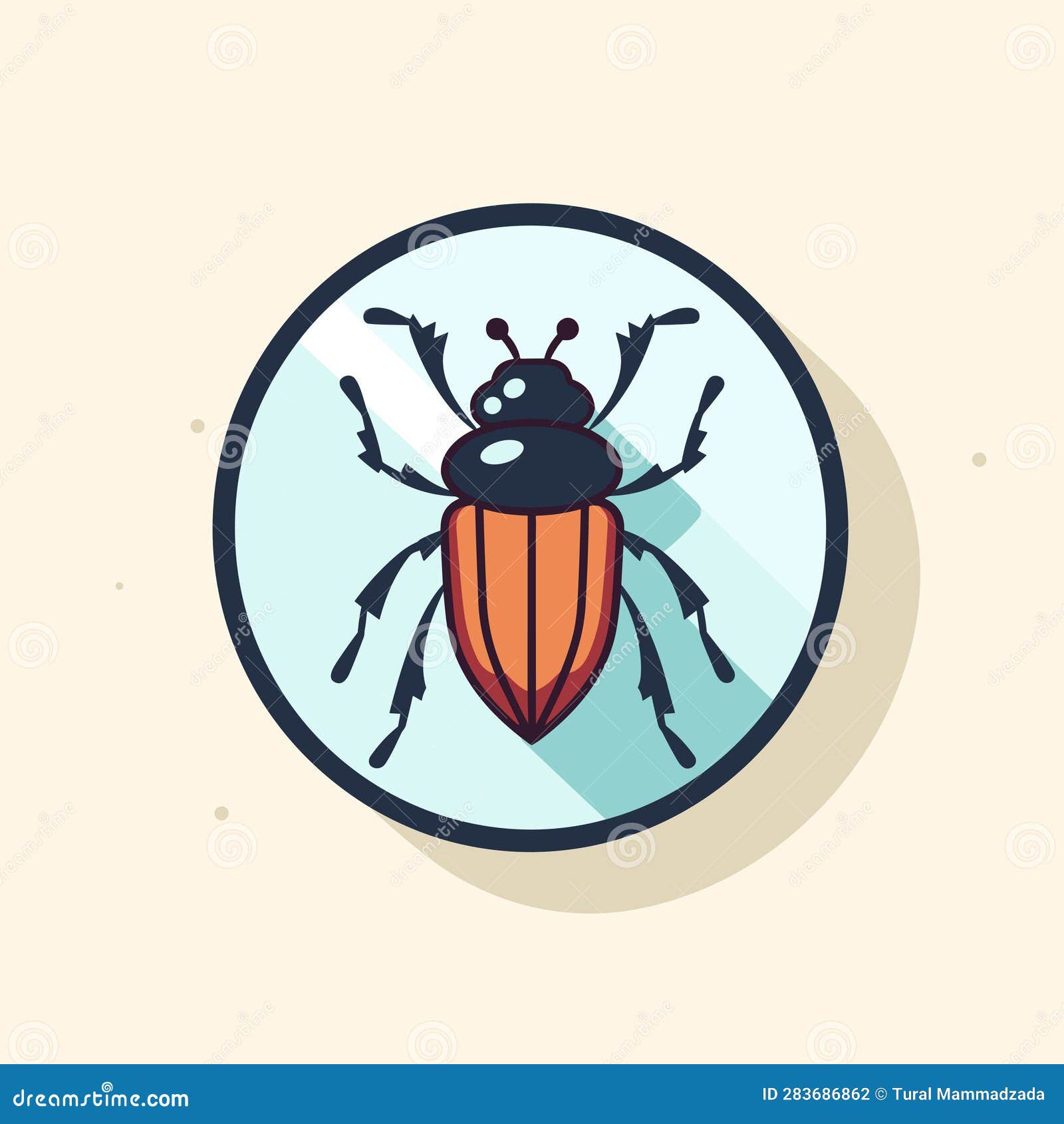 Vector of a Bug on a White Circle with a Long Shadow Stock Vector ...