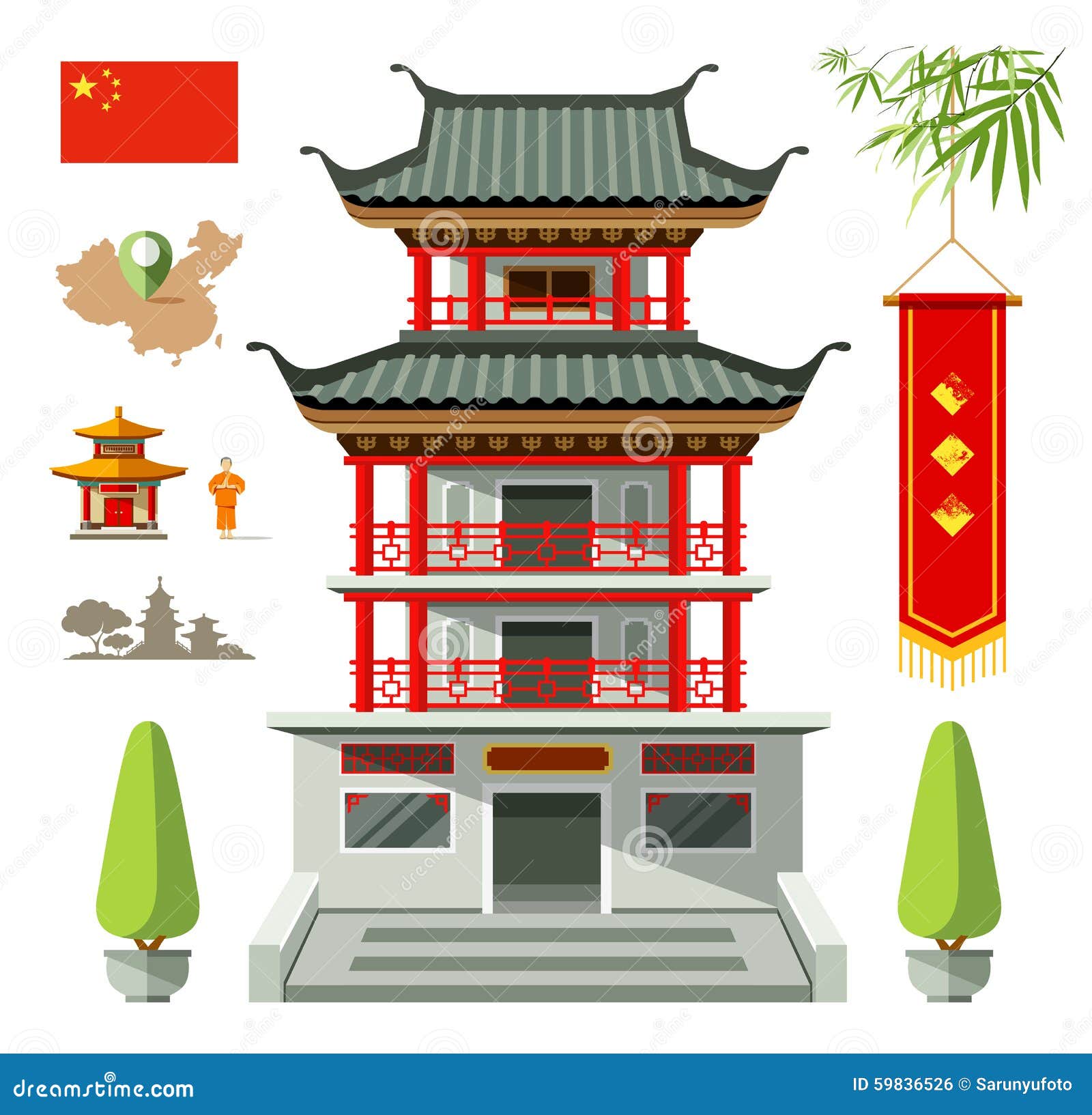Vector Building of China Travel Design Stock Vector - Illustration of ...