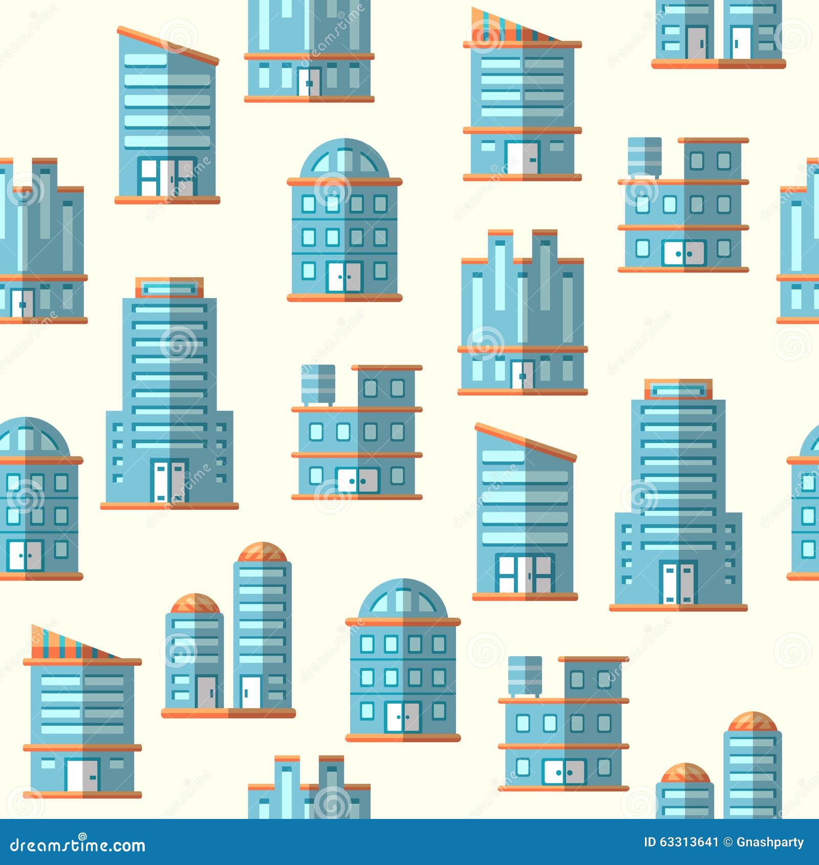 Vector Building Seamless Pattern Background Stock Vector - Illustration ...