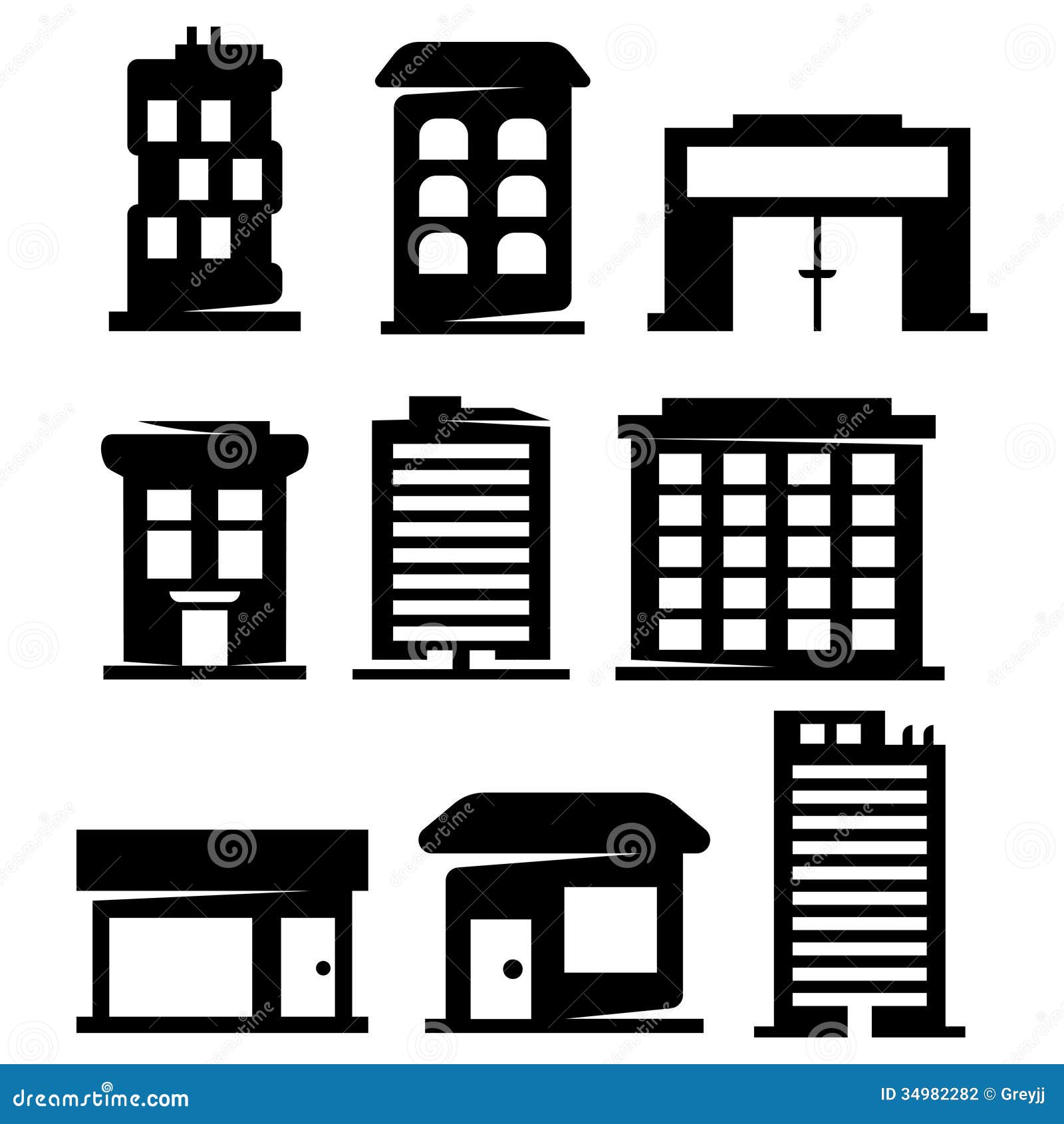 Vector Buildings Silhouettes Stock Vector - Illustration of industrial ...