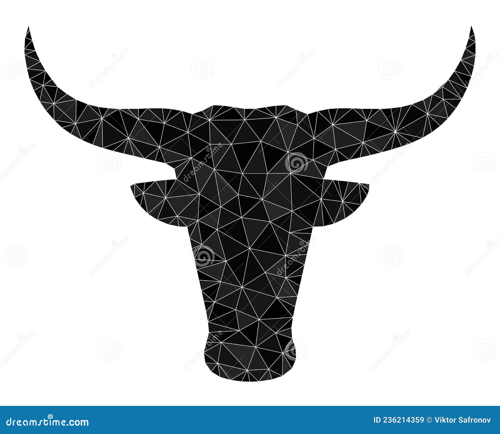 Vector Bull Head Triangle Filled Icon Stock Vector - Illustration of ...