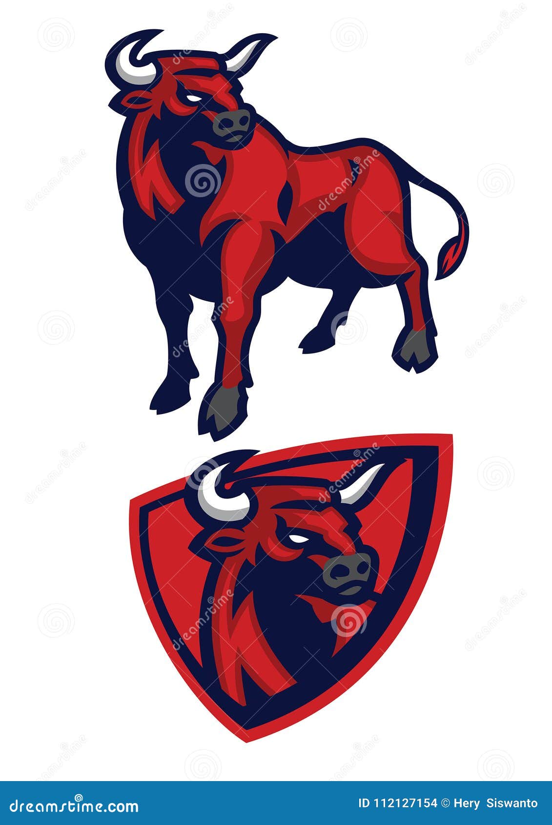 Bull mascot set stock vector. Illustration of break - 112127154