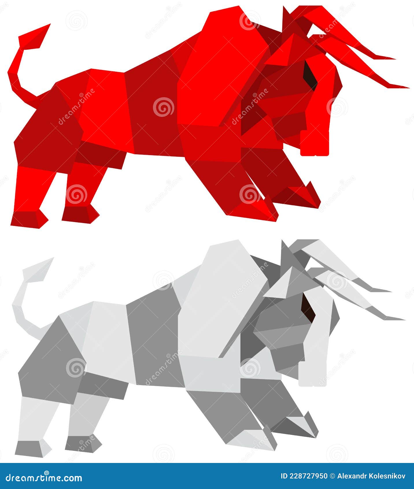 Vector Bull In The Style Of Origami. Symbol Of The Year | CartoonDealer ...