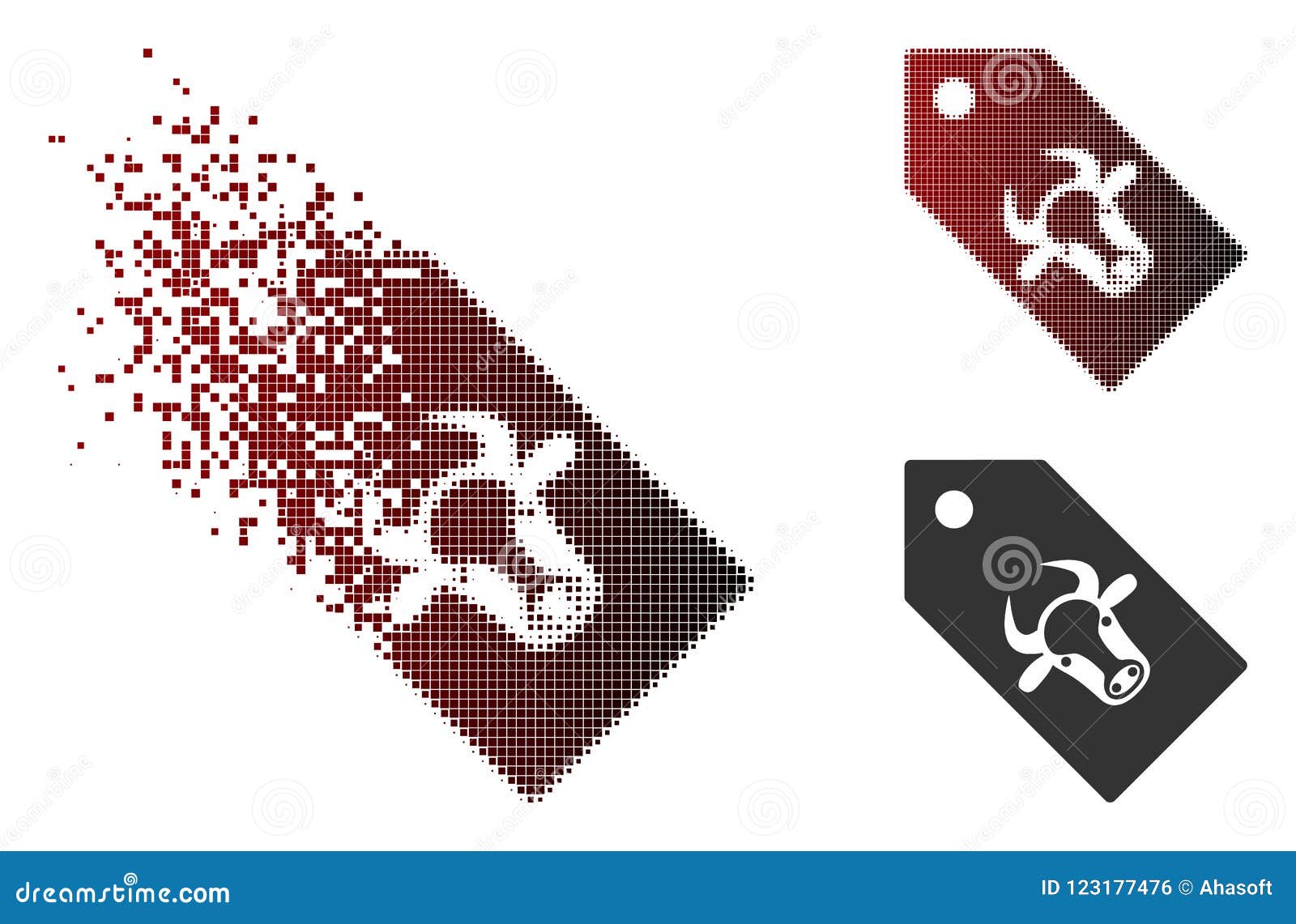 Shredded Pixel Halftone Bull Tag Icon Stock Vector - Illustration of ...