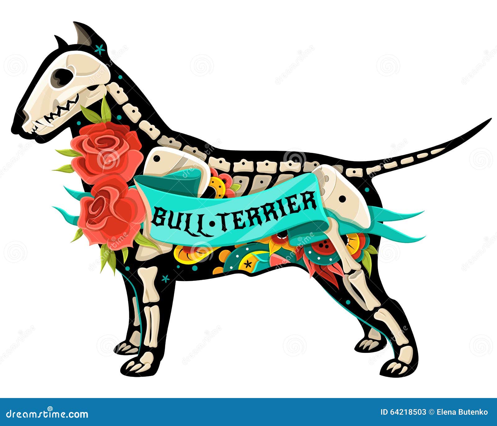 Vector bull terrier ilustración del vector. Ilustración de mano - 64218503