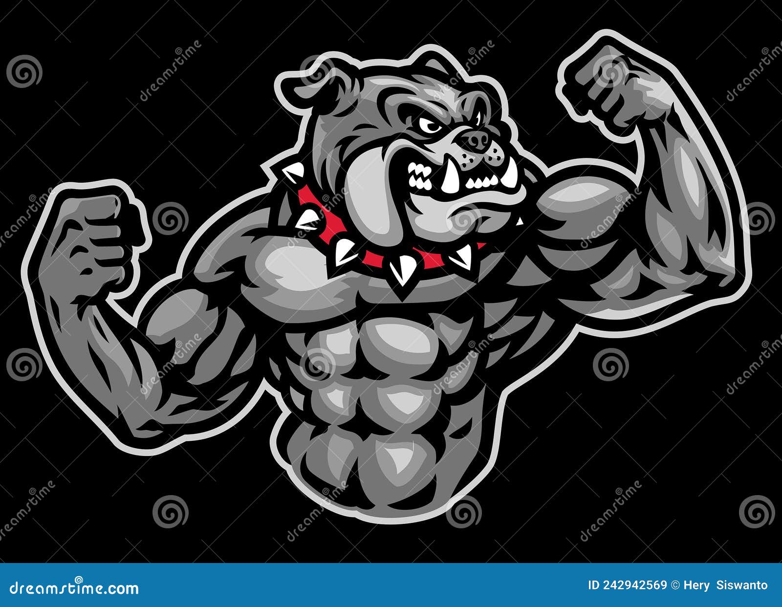 Bulldog Mascot Logo with Big Bodybuilder Body Stock Vector ...
