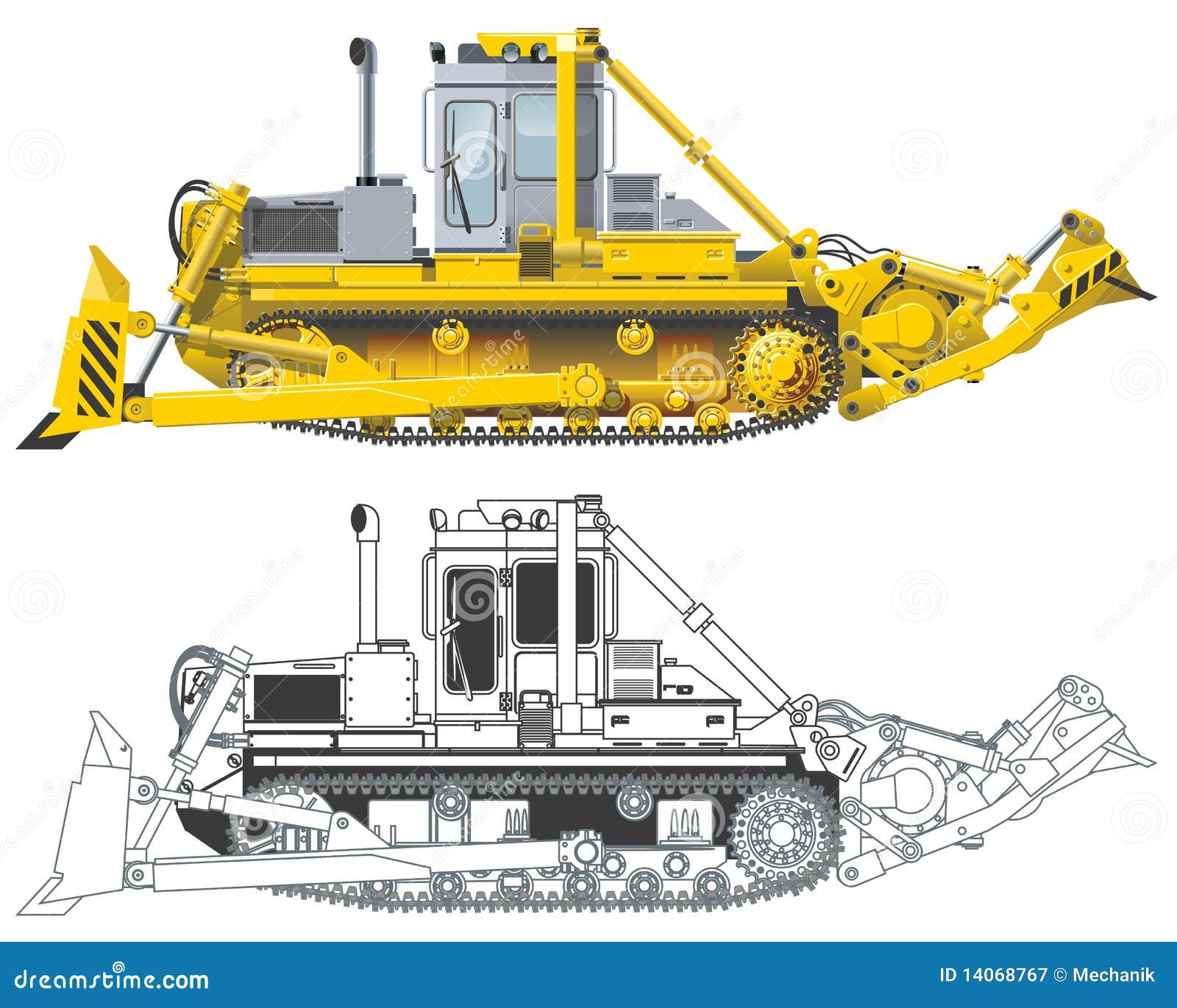 Vector bulldozer stock vector. Illustration of scoop - 14068767