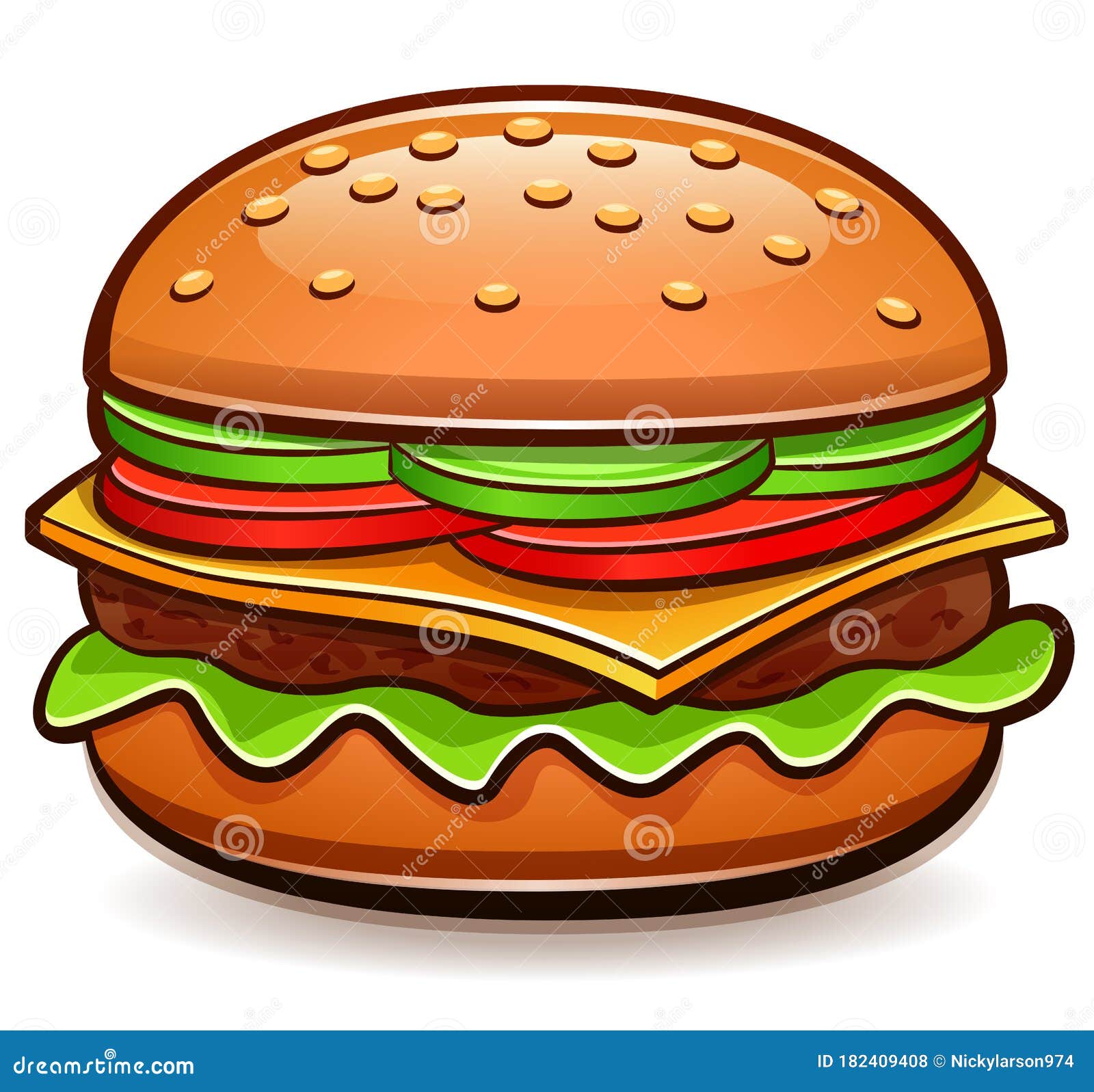 Vector Burger Isolated Cartoon Design Stock Vector - Illustration of ...