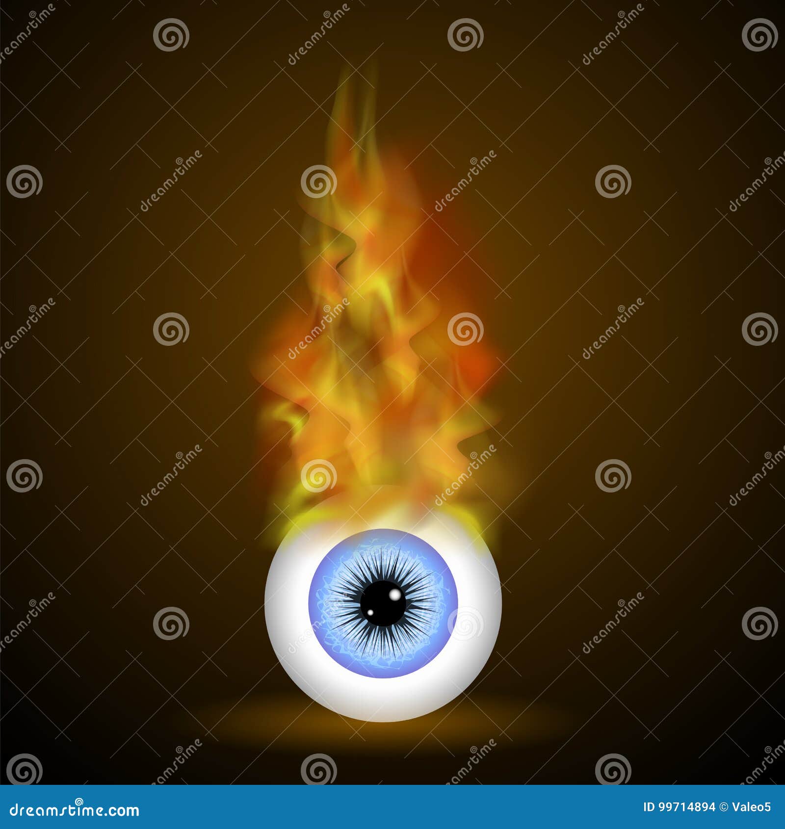 Vector Burning Blue Eye with Fire Flame Stock Vector - Illustration of ...