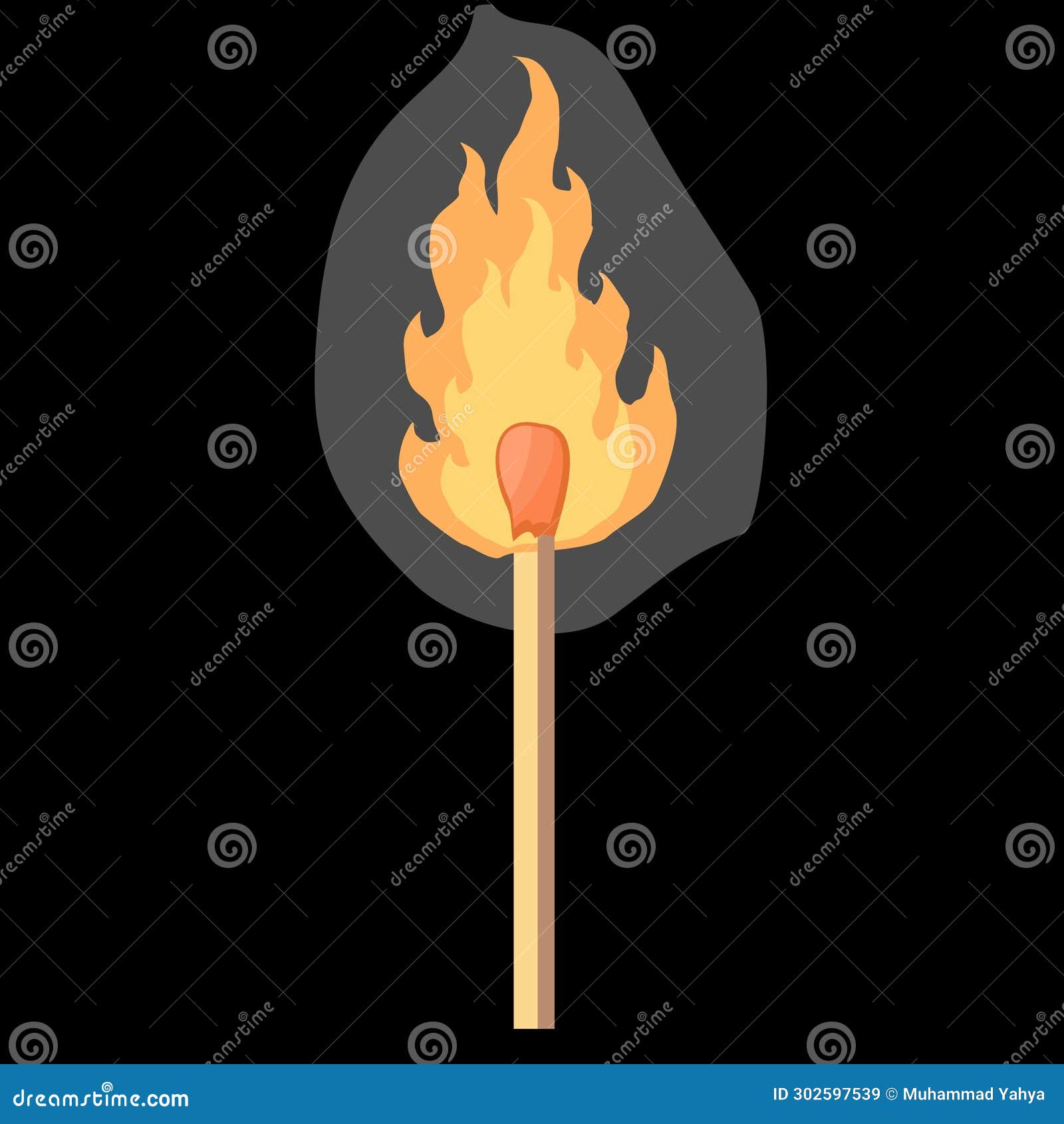 Vector of a burning match stock vector. Illustration of design - 302597539