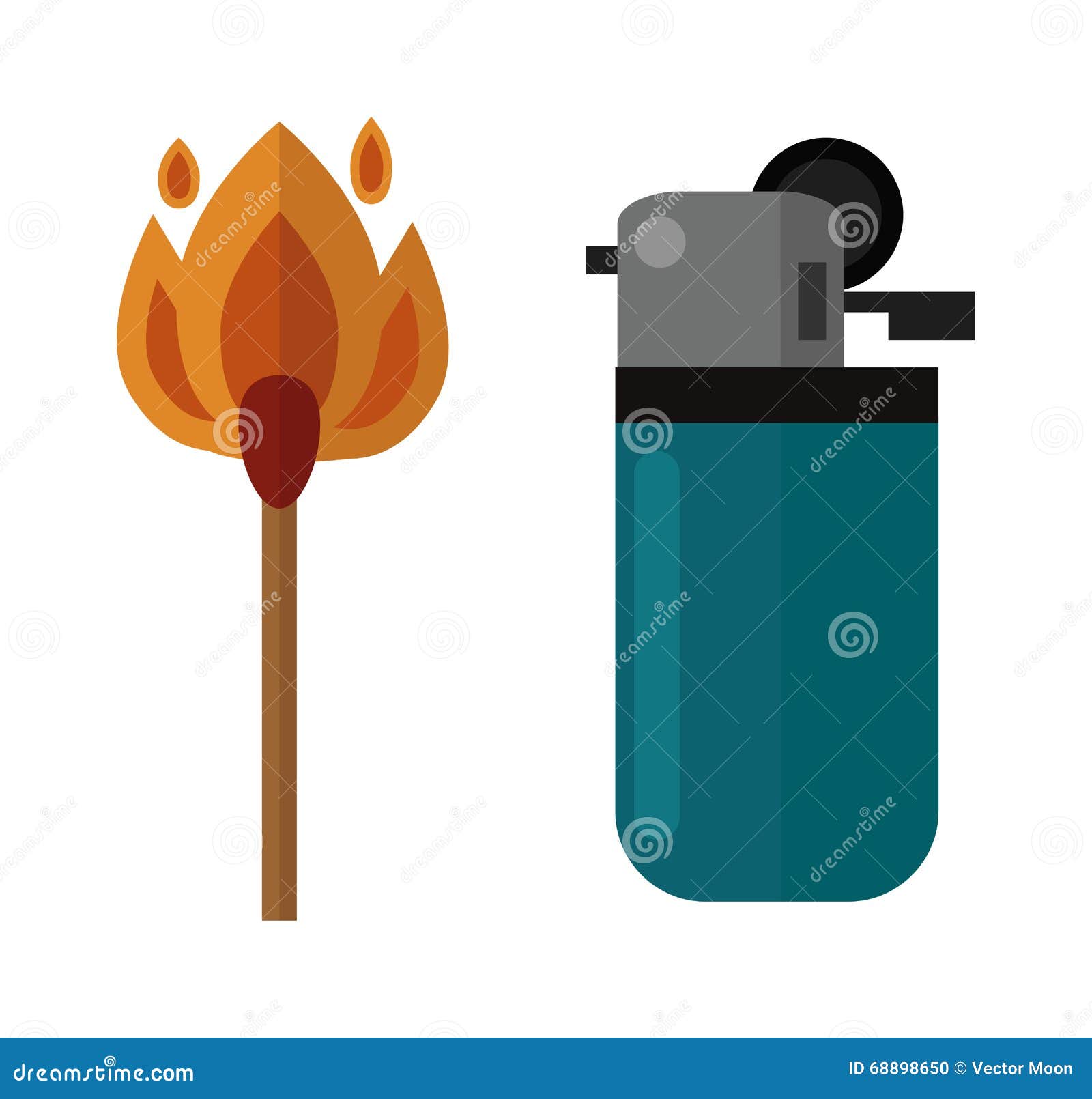 Vector Burning Matches Sticks and Lighters. Stock Vector - Illustration ...