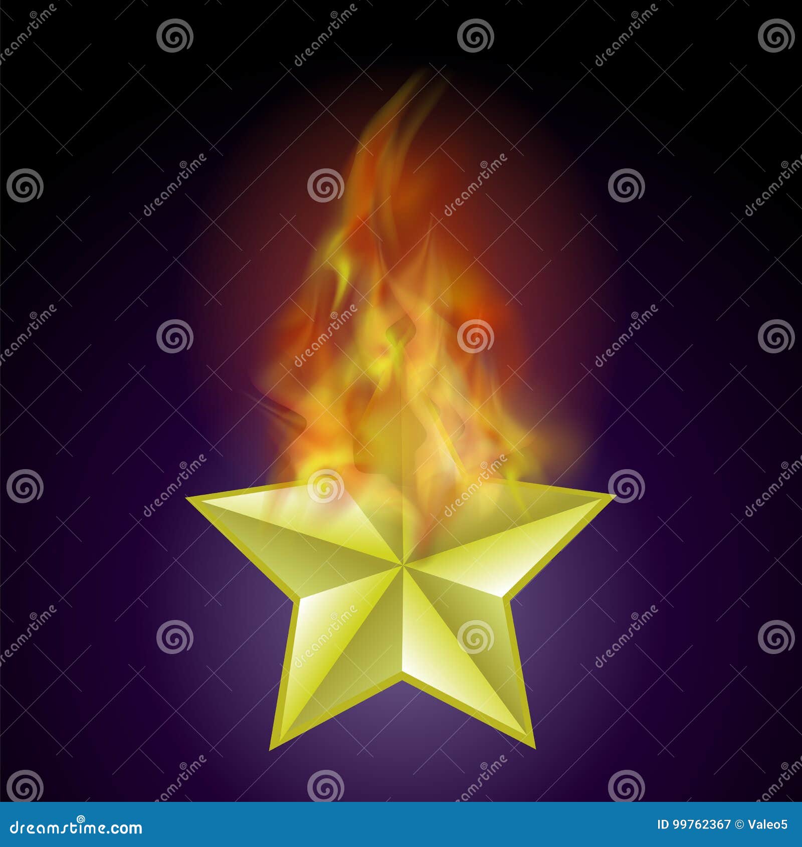 Vector Burning Star with Fire Flame Stock Vector - Illustration of ...