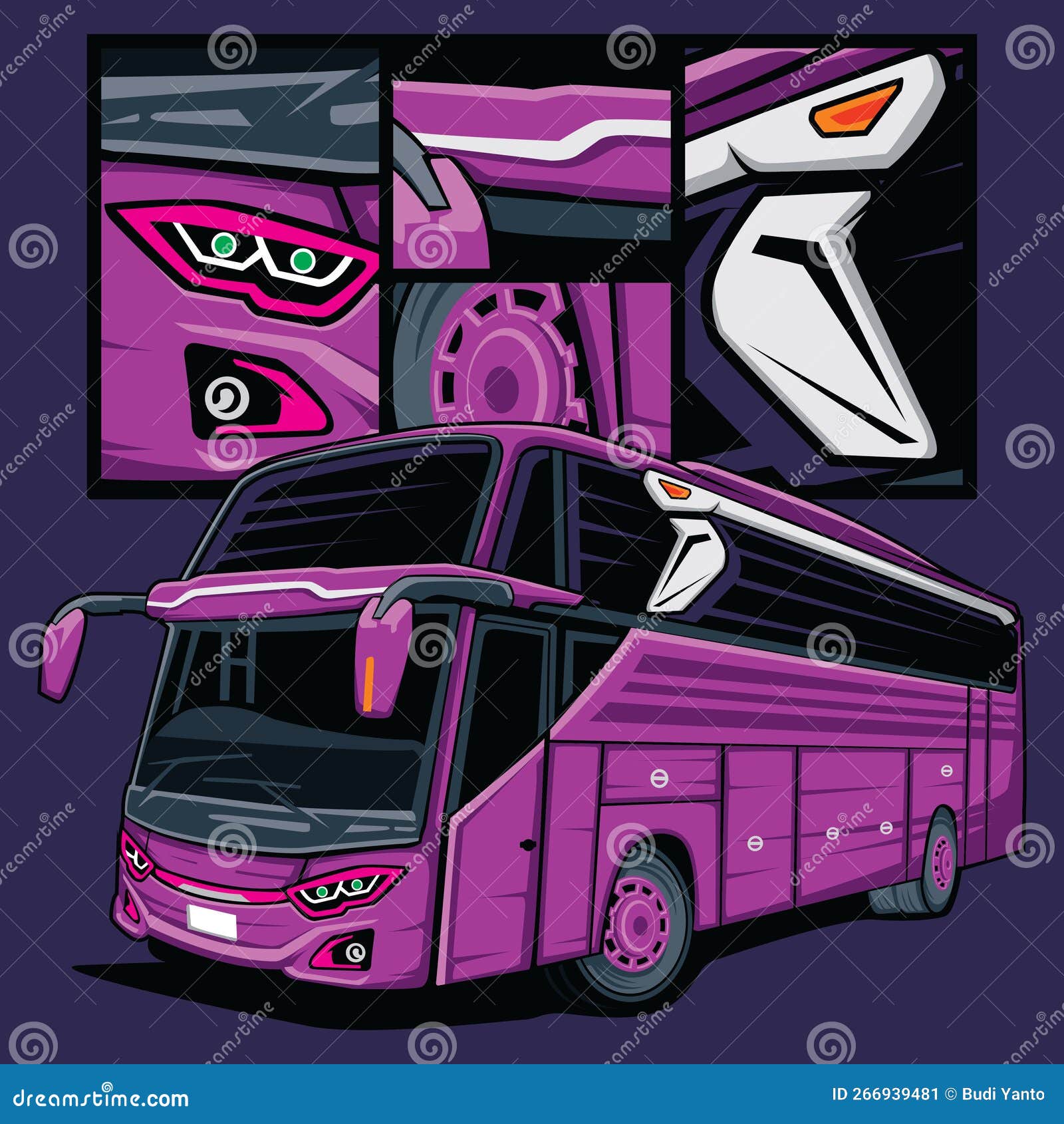 Vector Bus Travel with Details Stock Vector - Illustration of auto ...