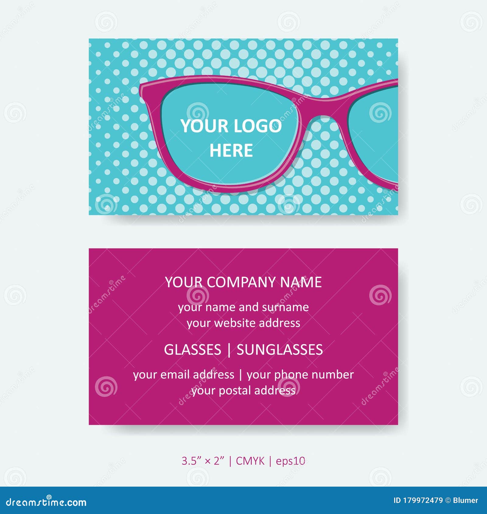 Vector Business Card Template with Eye Glasses Stock Vector ...