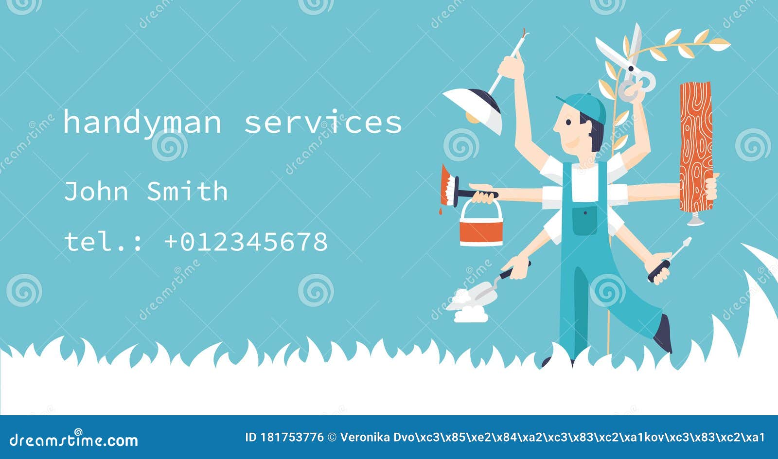 Handyman Services Silhouette. Construction Worker. Man With Many Hands ...