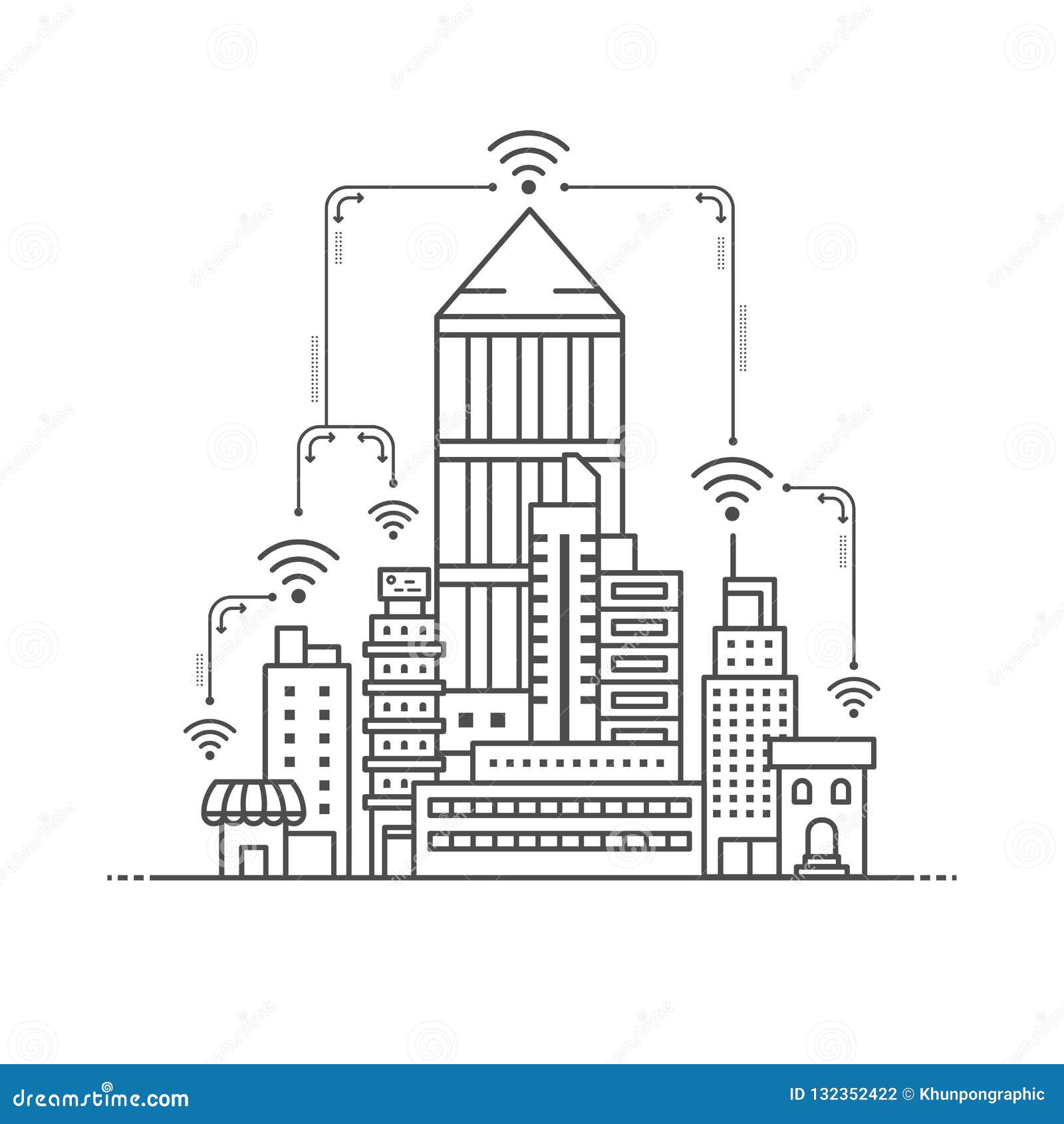 Vector Business City Connection Internet Network, Telecoms Building ...