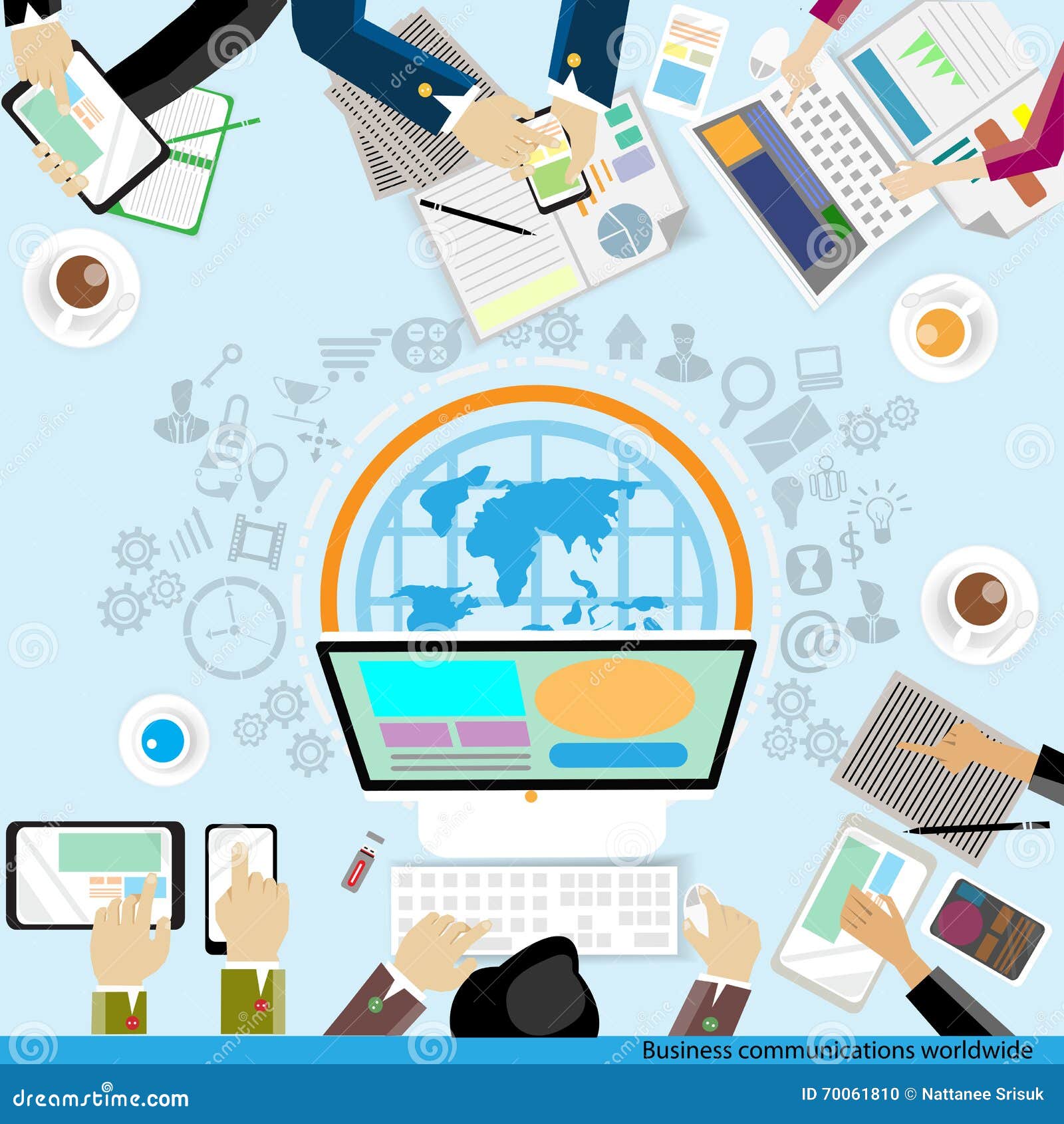 Vector Business Communication Worldwide Stock Vector - Illustration of ...