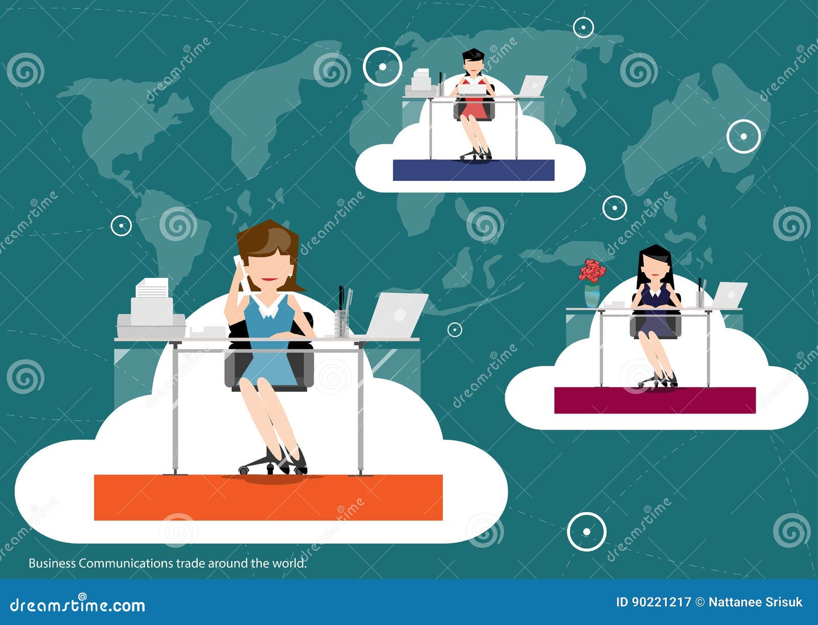 Vector Business Communications Around the World, Trading Flat Design. Stock Vector ...