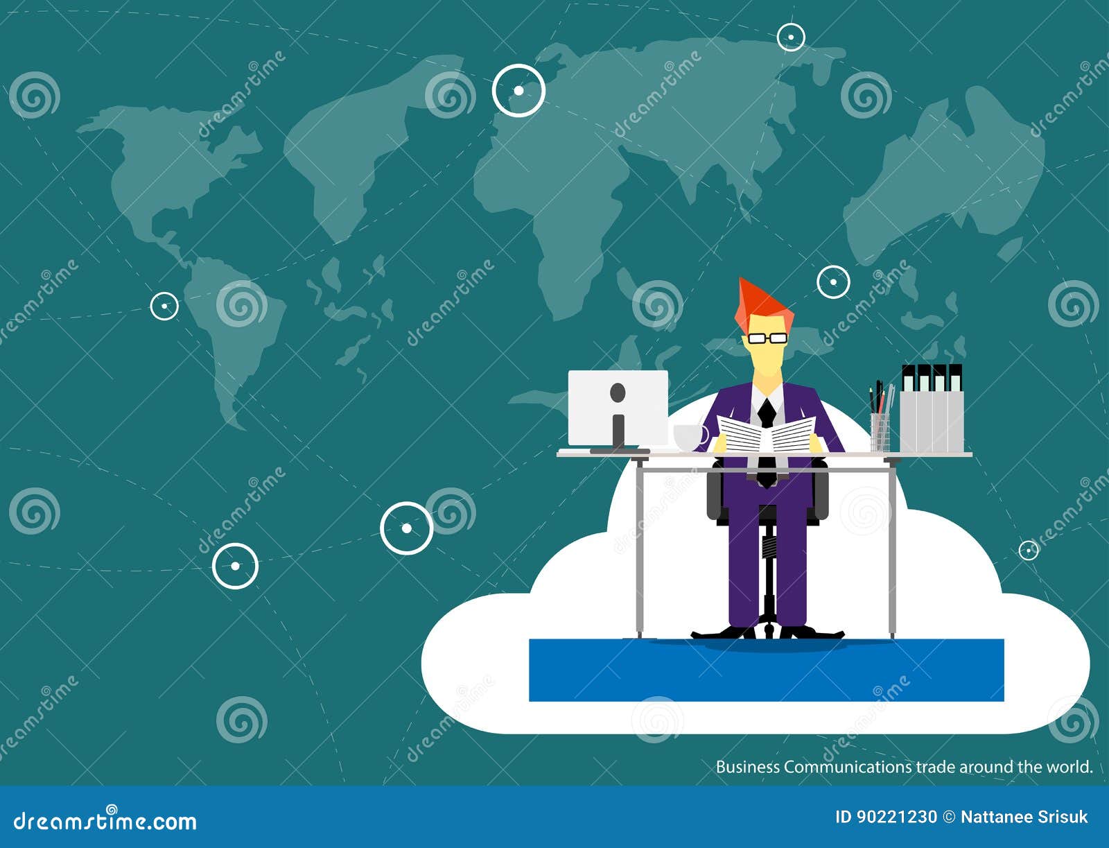 Map Of World With Trading Paths And Points Vector Illustration ...