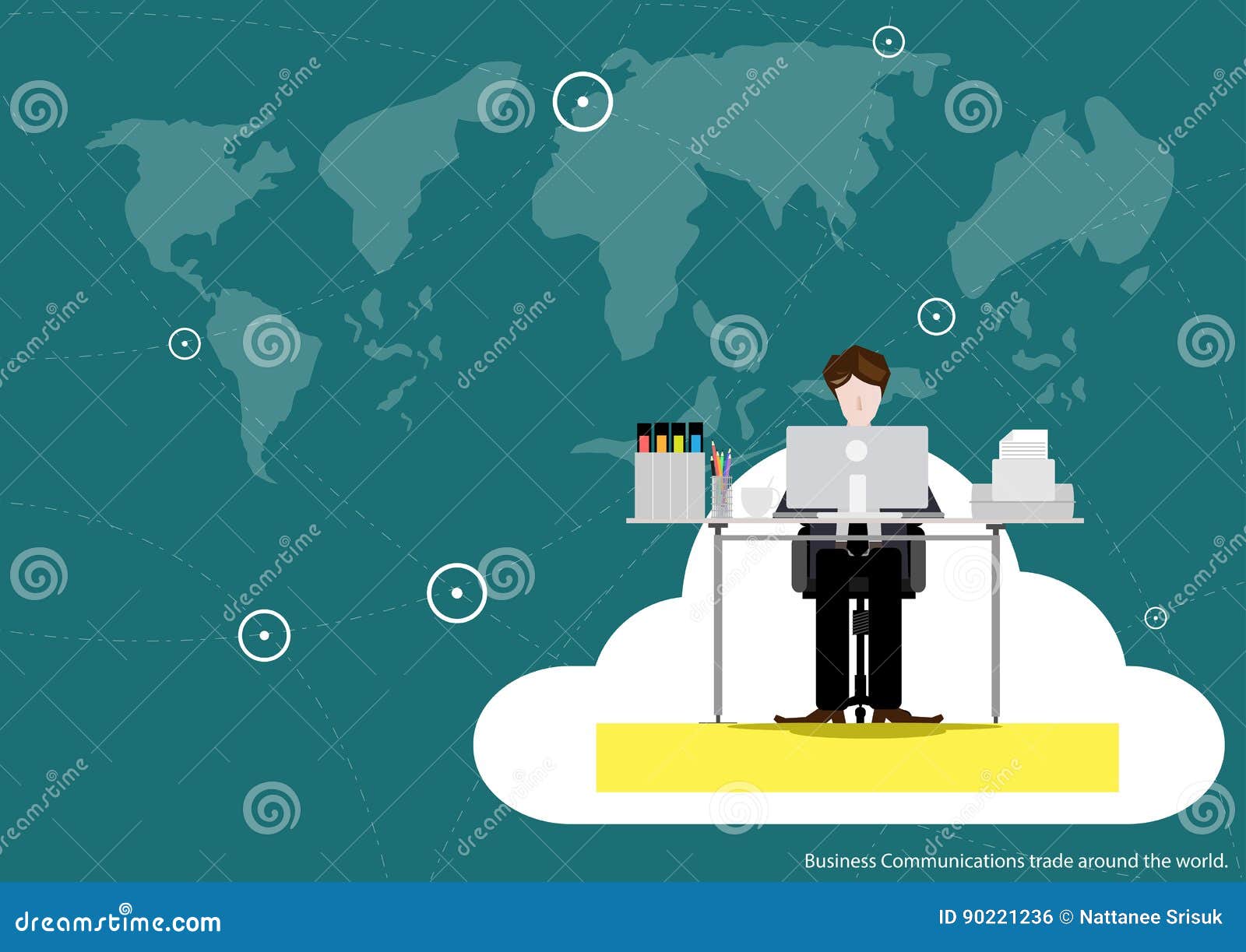 Map Of World With Trading Paths And Points Vector Illustration ...