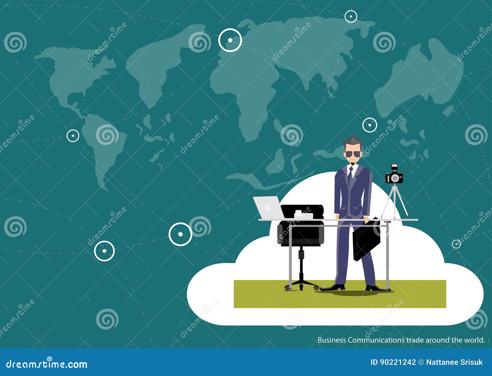 Map Of World With Trading Paths And Points Vector Illustration ...