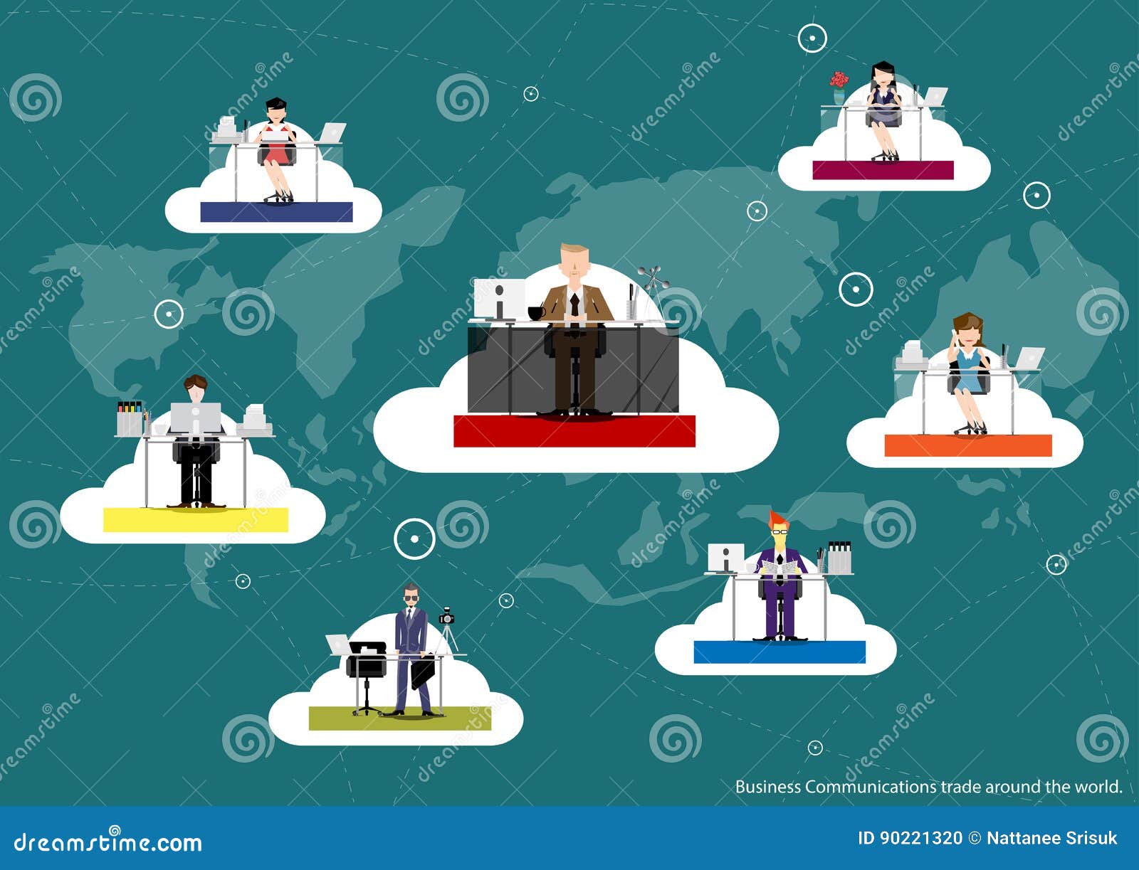 Vector Business Communications Around the World, Trading Flat Design ...