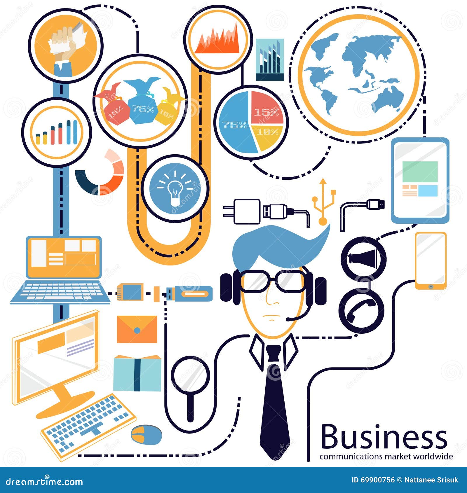 Vector Business Communications Market Worldwide Stock Vector - Illustration of abstract, concept ...