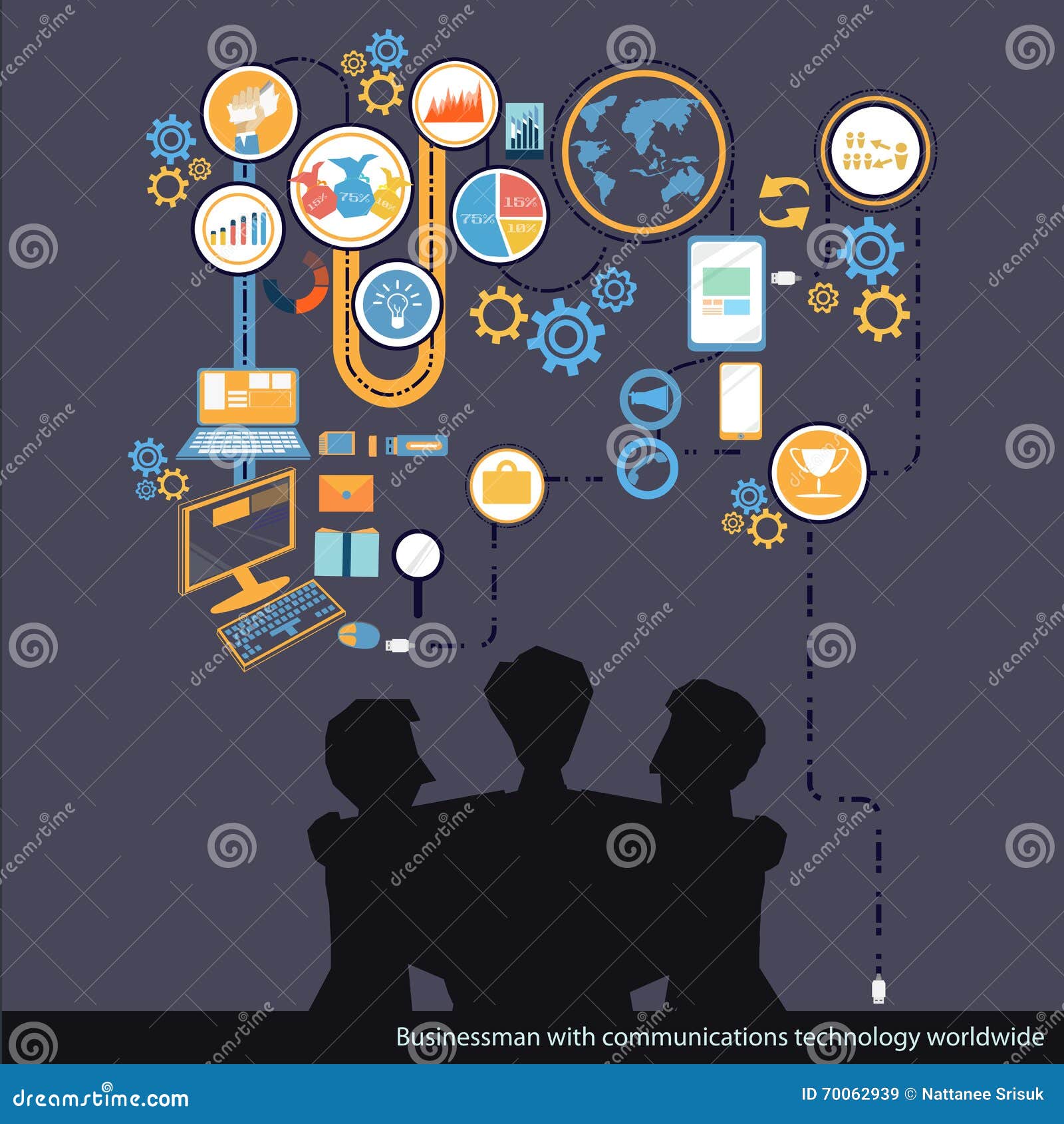 Vector Business Communications Technologies Worldwide with Graph Stock ...