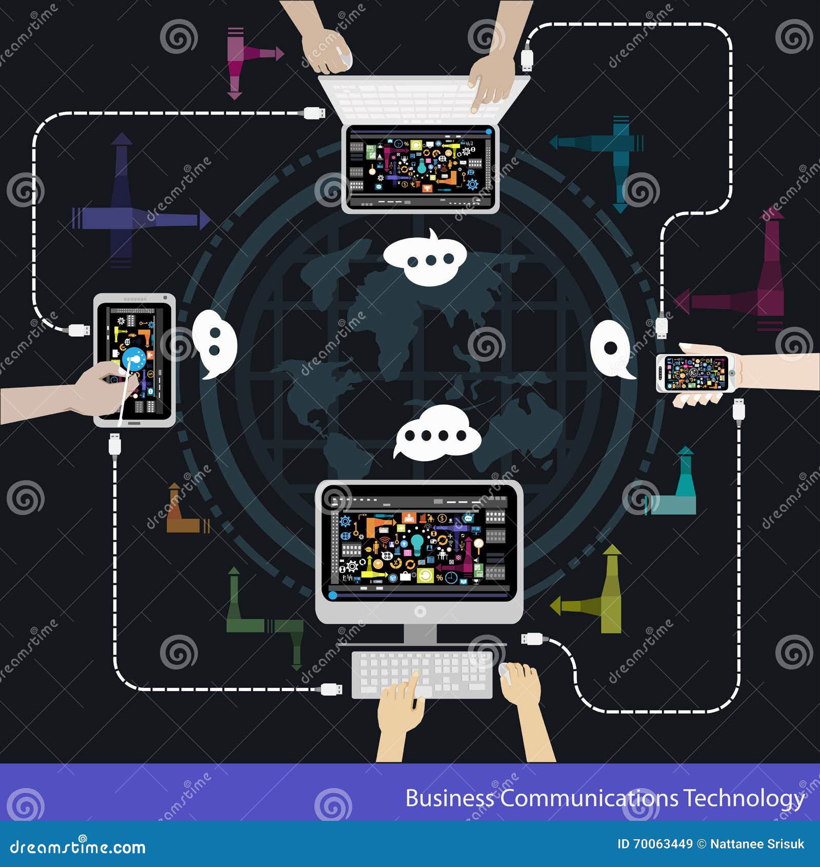 Vector Business Communications Technology Stock Vector - Illustration ...