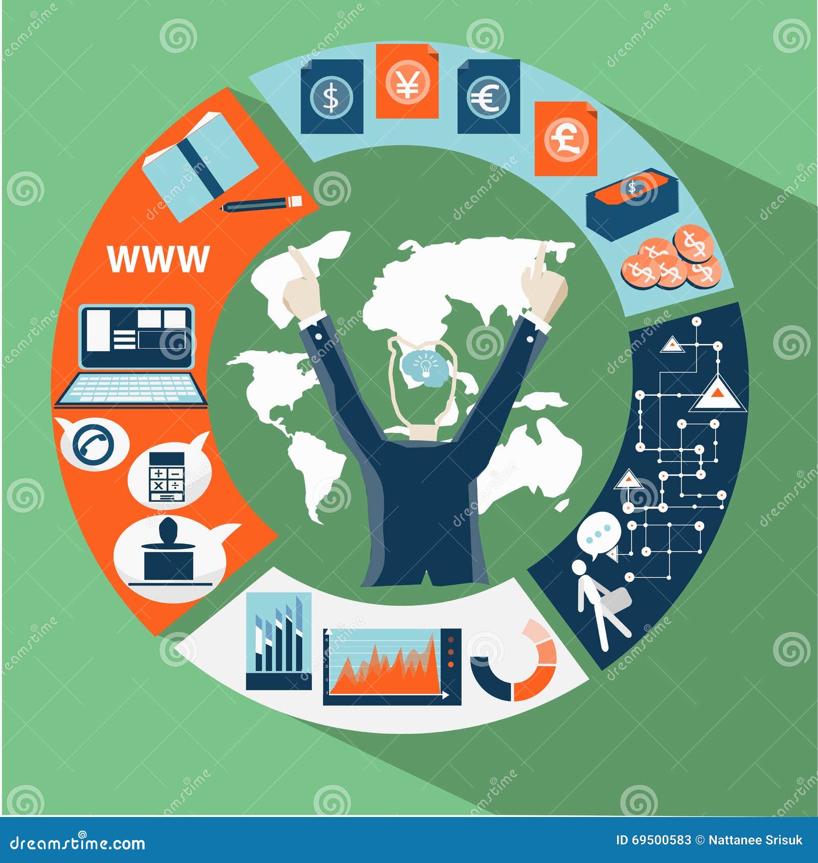 Vector Business Contacts Around the World Stock Vector - Illustration ...