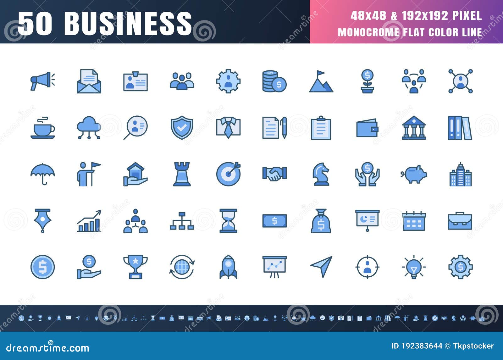 Vector of 50 Business and Financial Solid Monochrome Flat Color Line ...