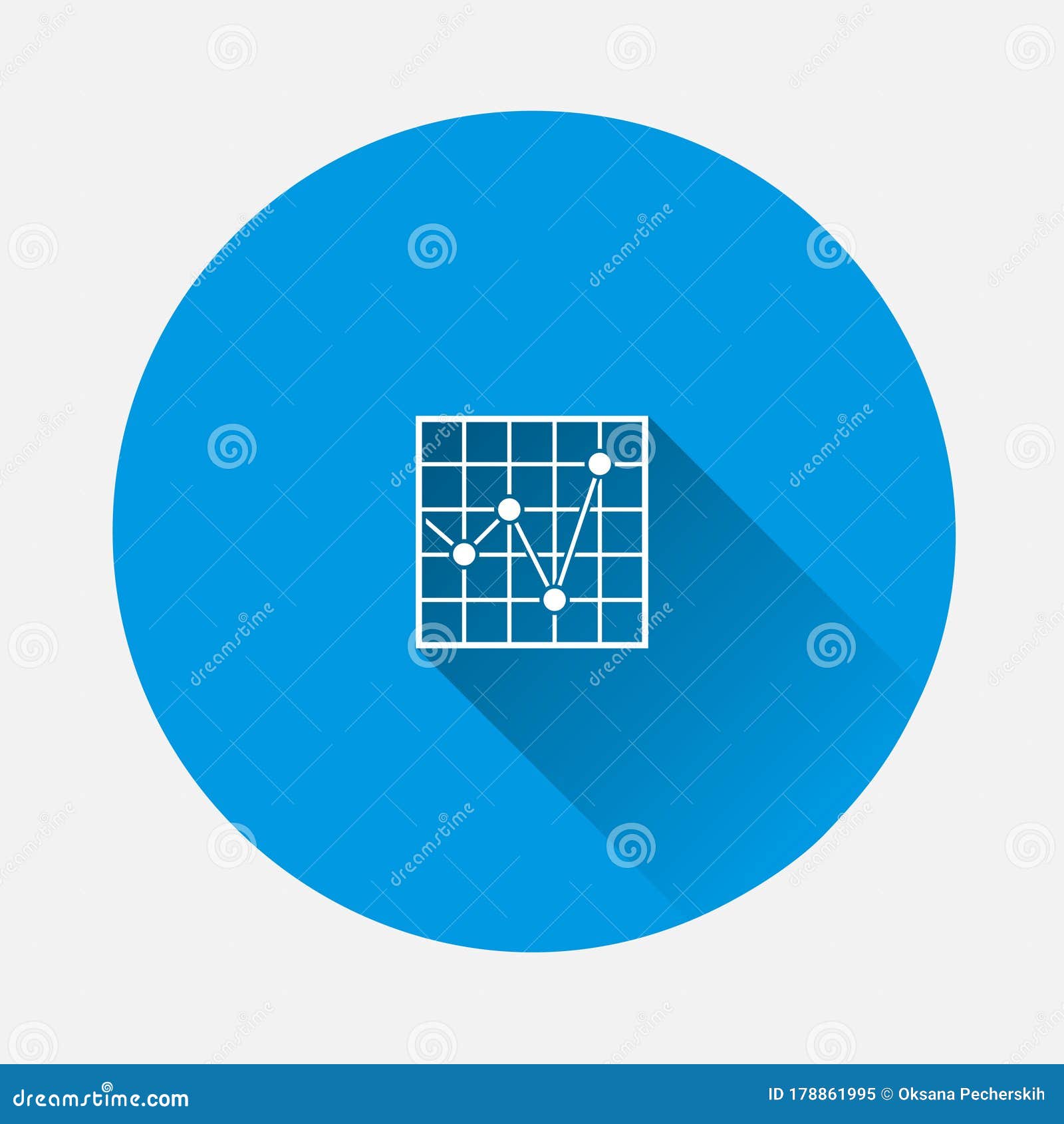 Vector Business Graph Icon on Blue Background. Flat Image with Long ...