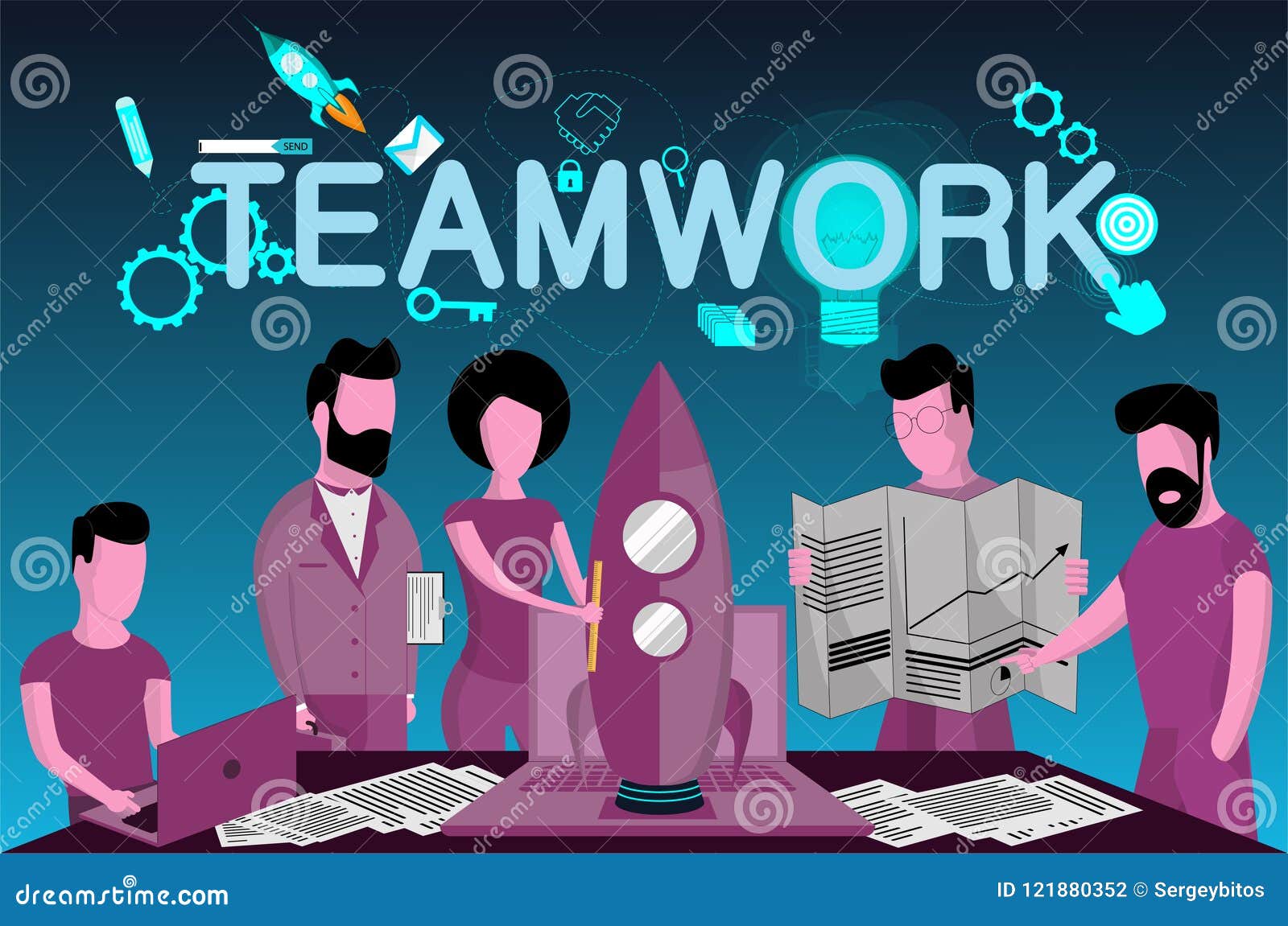 Vector Business Illustration. Teamwork Concept Stock Vector ...