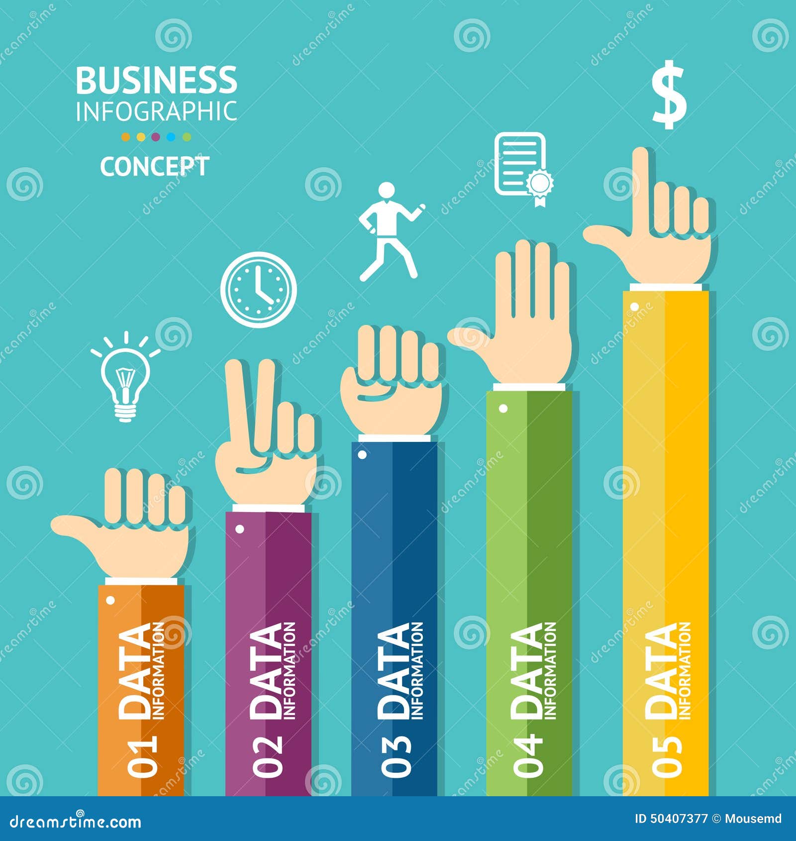 Vector Business Infographics with Hands. Flat Stock Vector ...