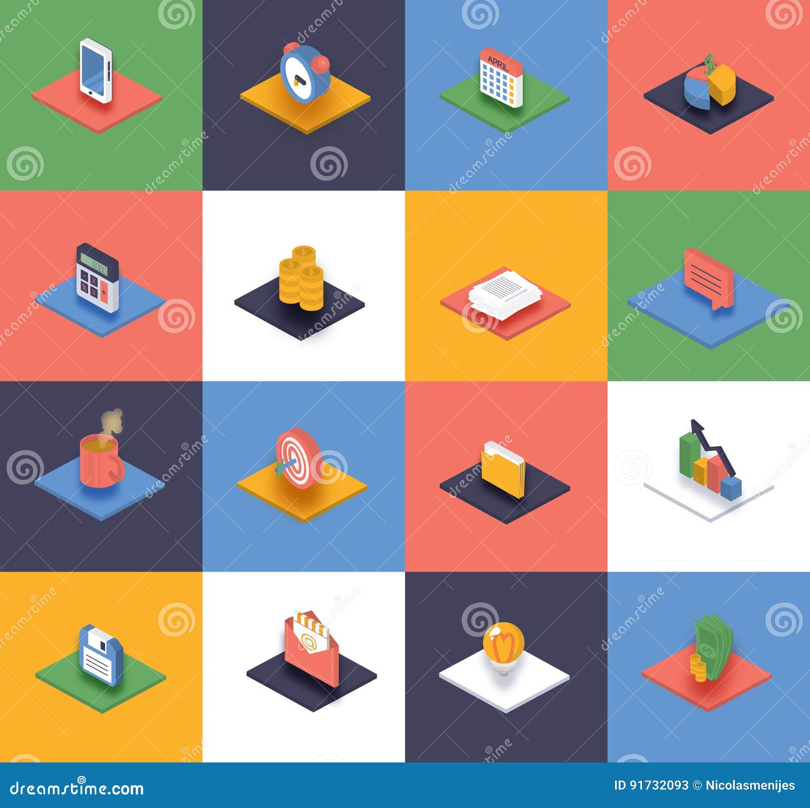 Vector Business Isometric Icons Stock Vector - Illustration of mobile ...
