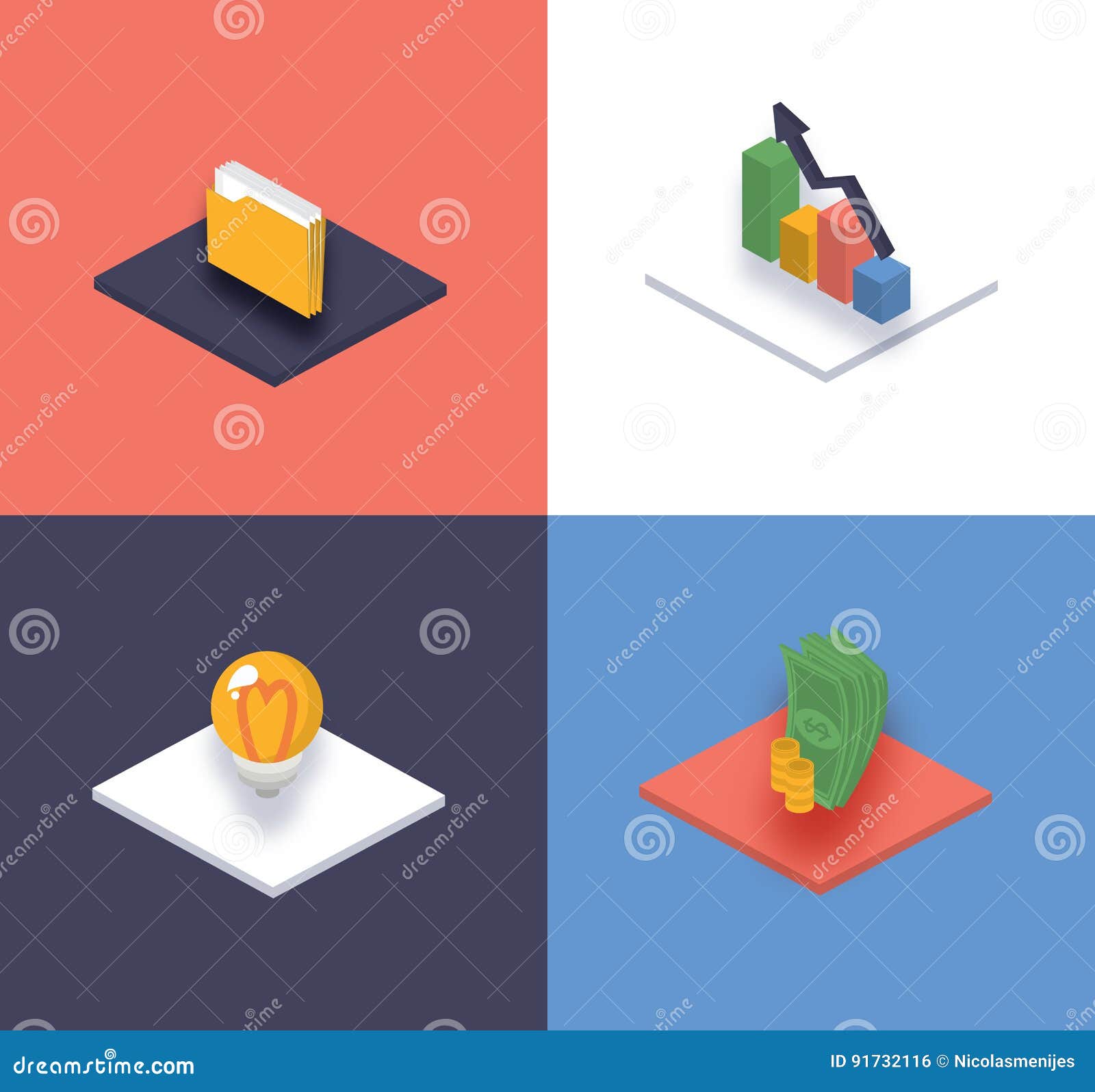 Vector Business Isometric Icons Stock Vector - Illustration of ...
