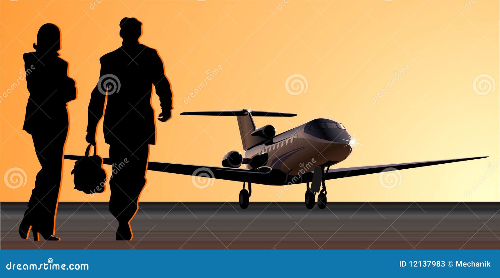 Vector Business-jet at Runway Stock Vector - Illustration of transport ...
