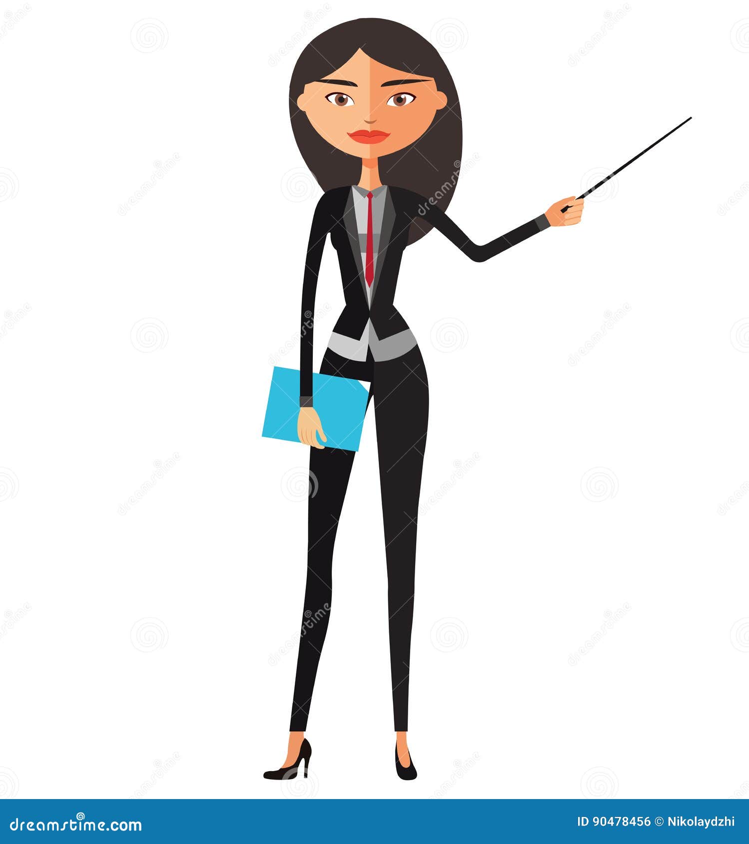 Vector - Business Lady with a Pointer. Young Manager Presenting ...