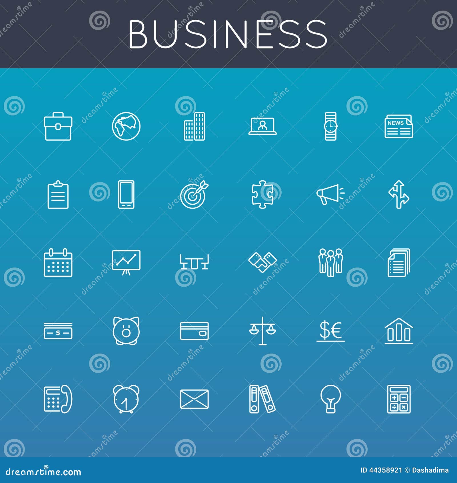 Vector Business Line Icons stock vector. Illustration of globe - 44358921